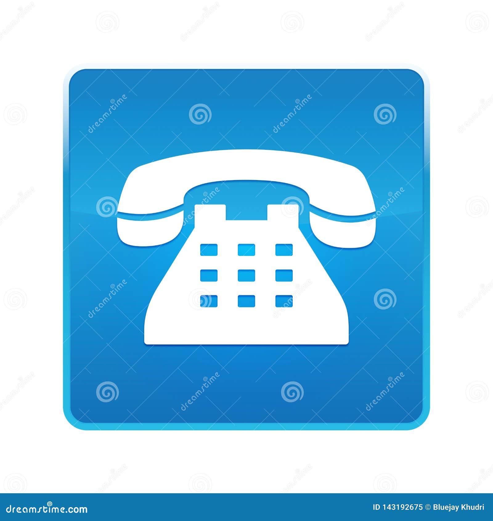 Telephone Icon Shiny Blue Square Button Stock Illustration ...