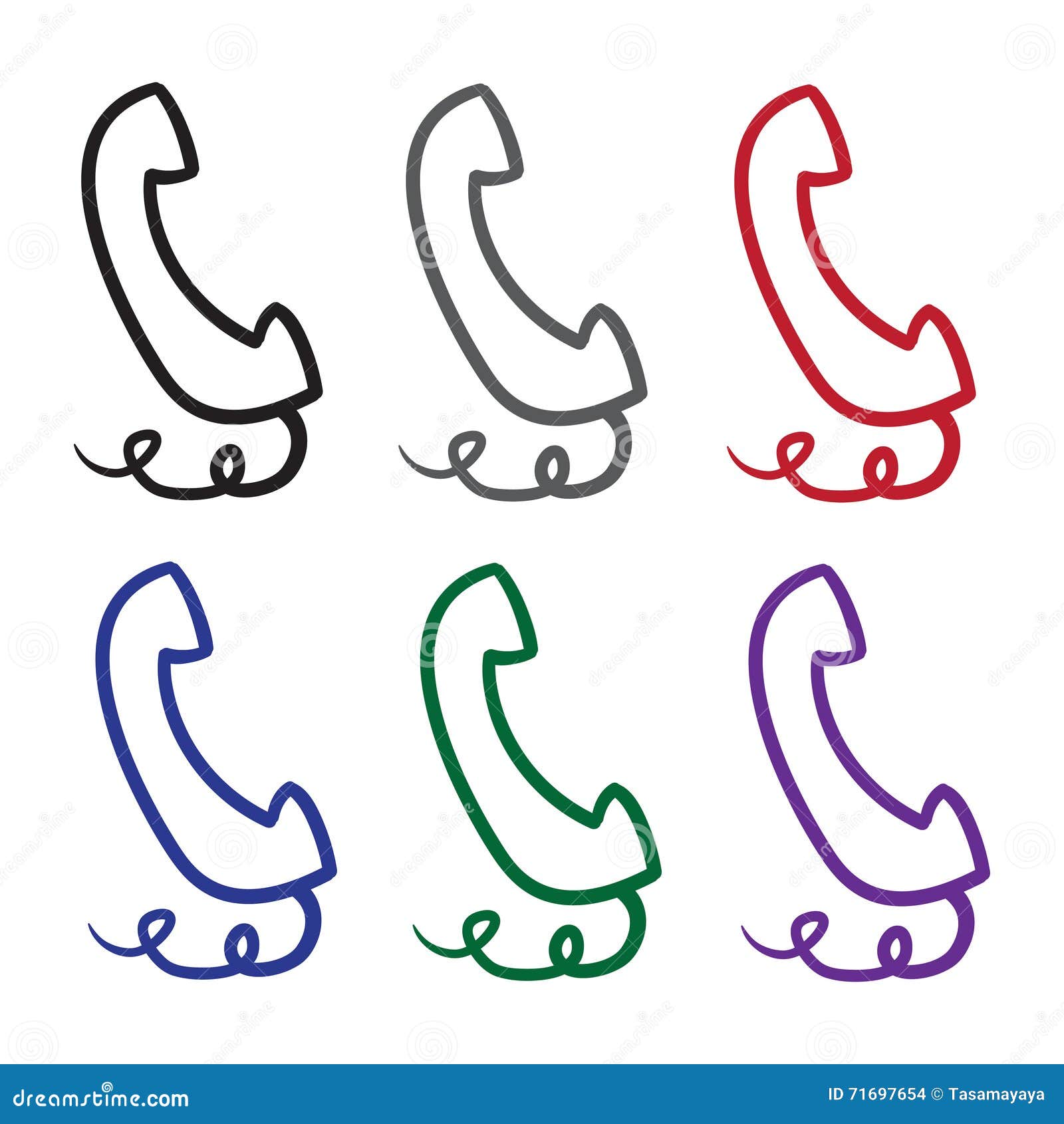 Telephone Icon Vector Line Doodle Symbols Stock Vector - Illustration ...