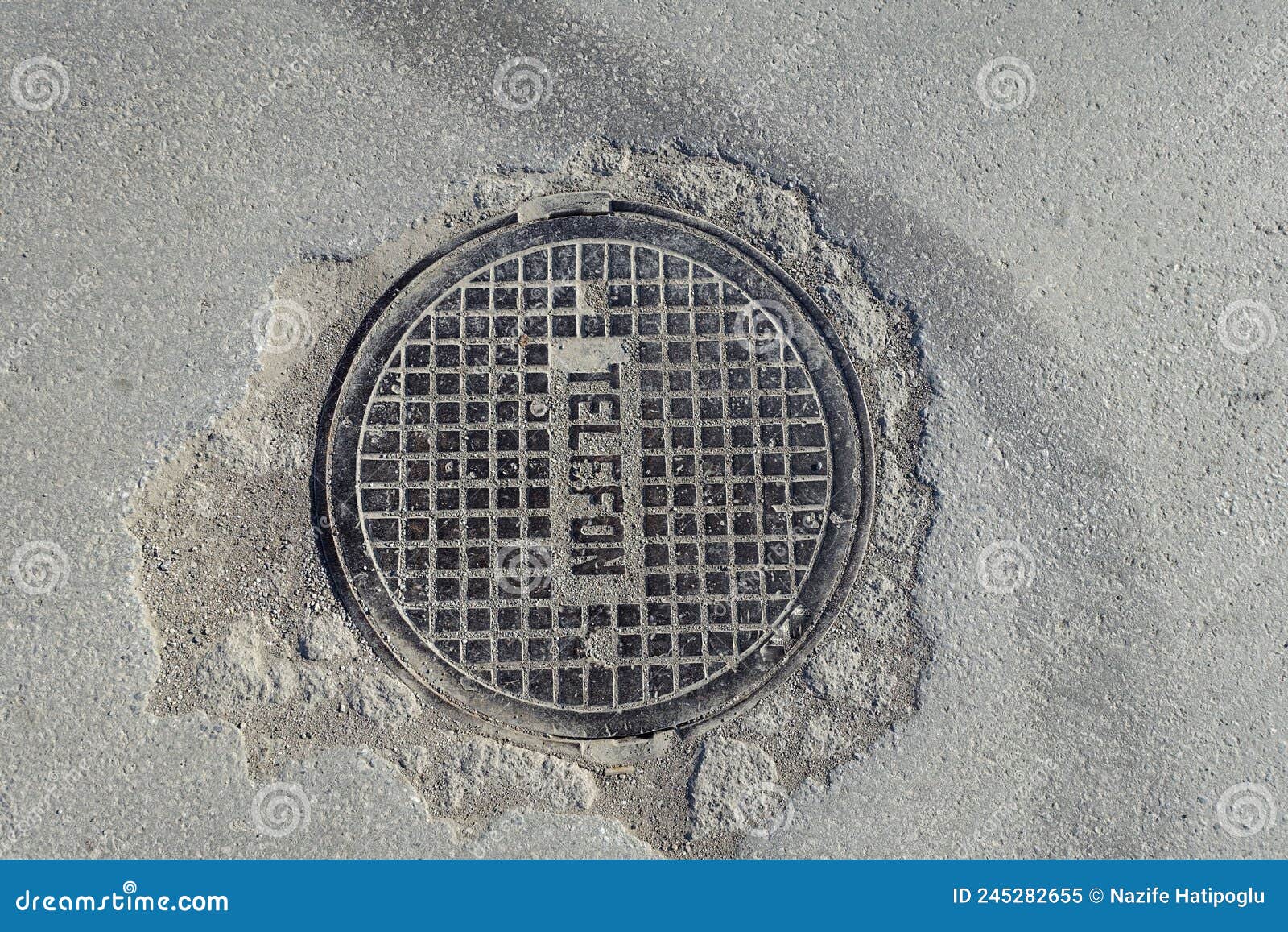Telephone Infrastructure Manhole Cover, Iron Manhole Cover Stock Image ...