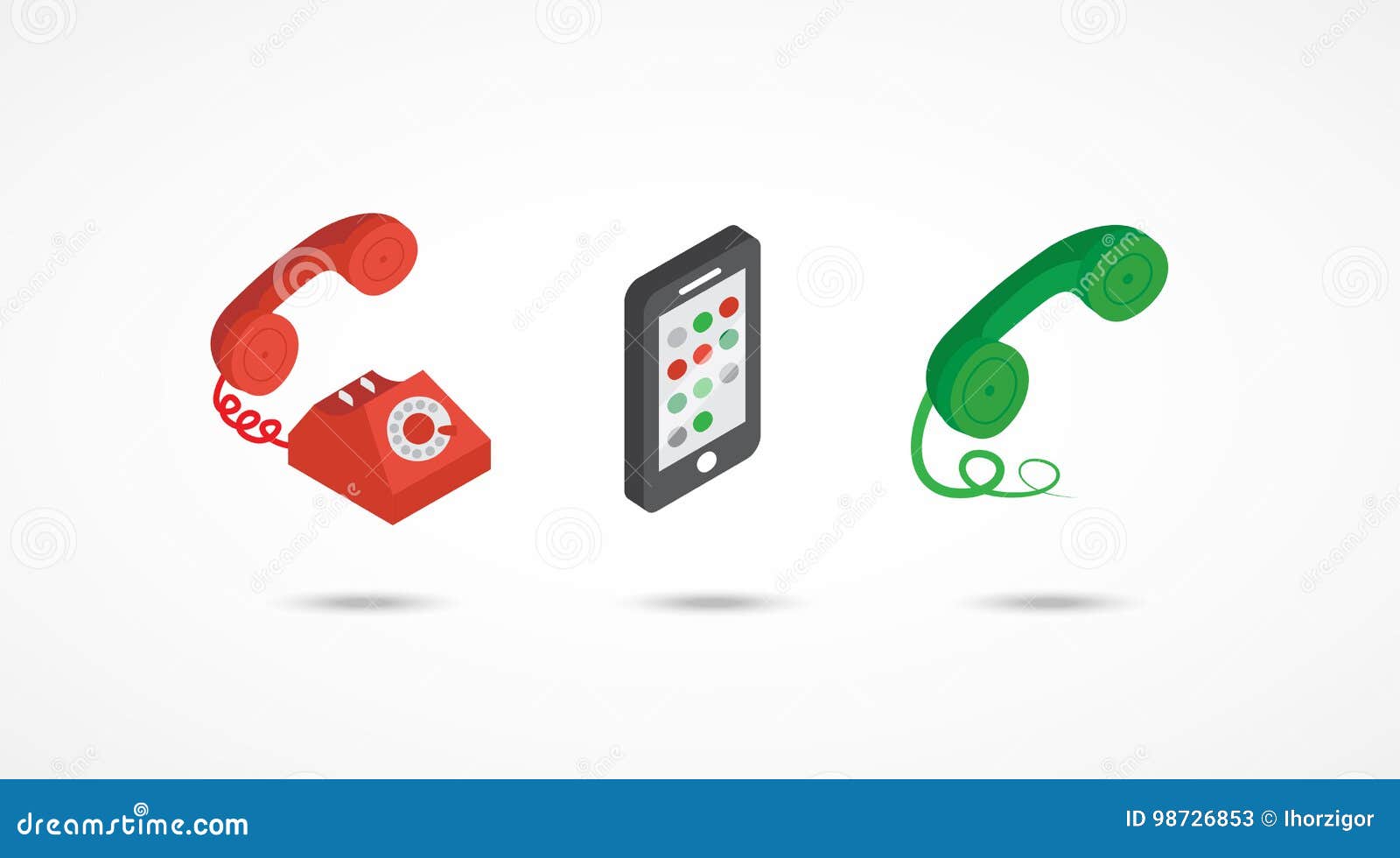 Telephone Isometric Icons 3d Colorful Illustration Stock Vector ...