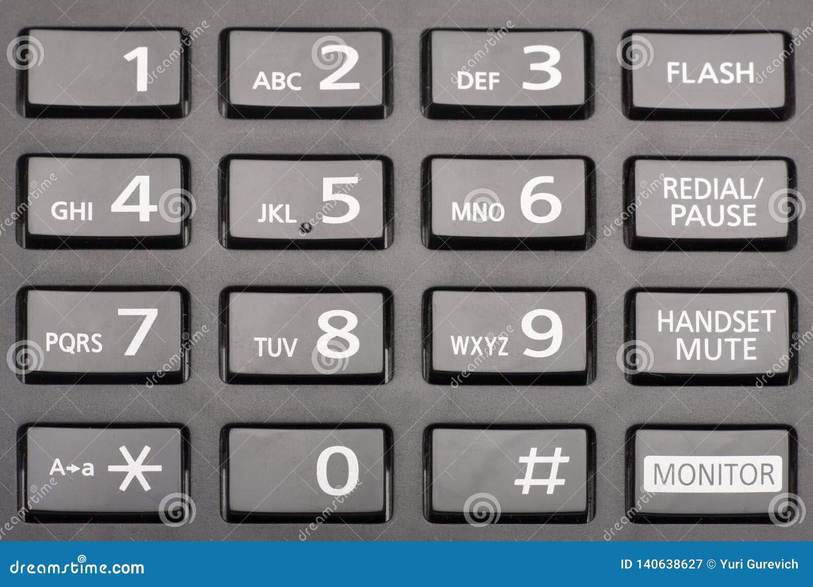 Telephone Keypad with Rectangular Buttons Close Up Stock Image - Image ...