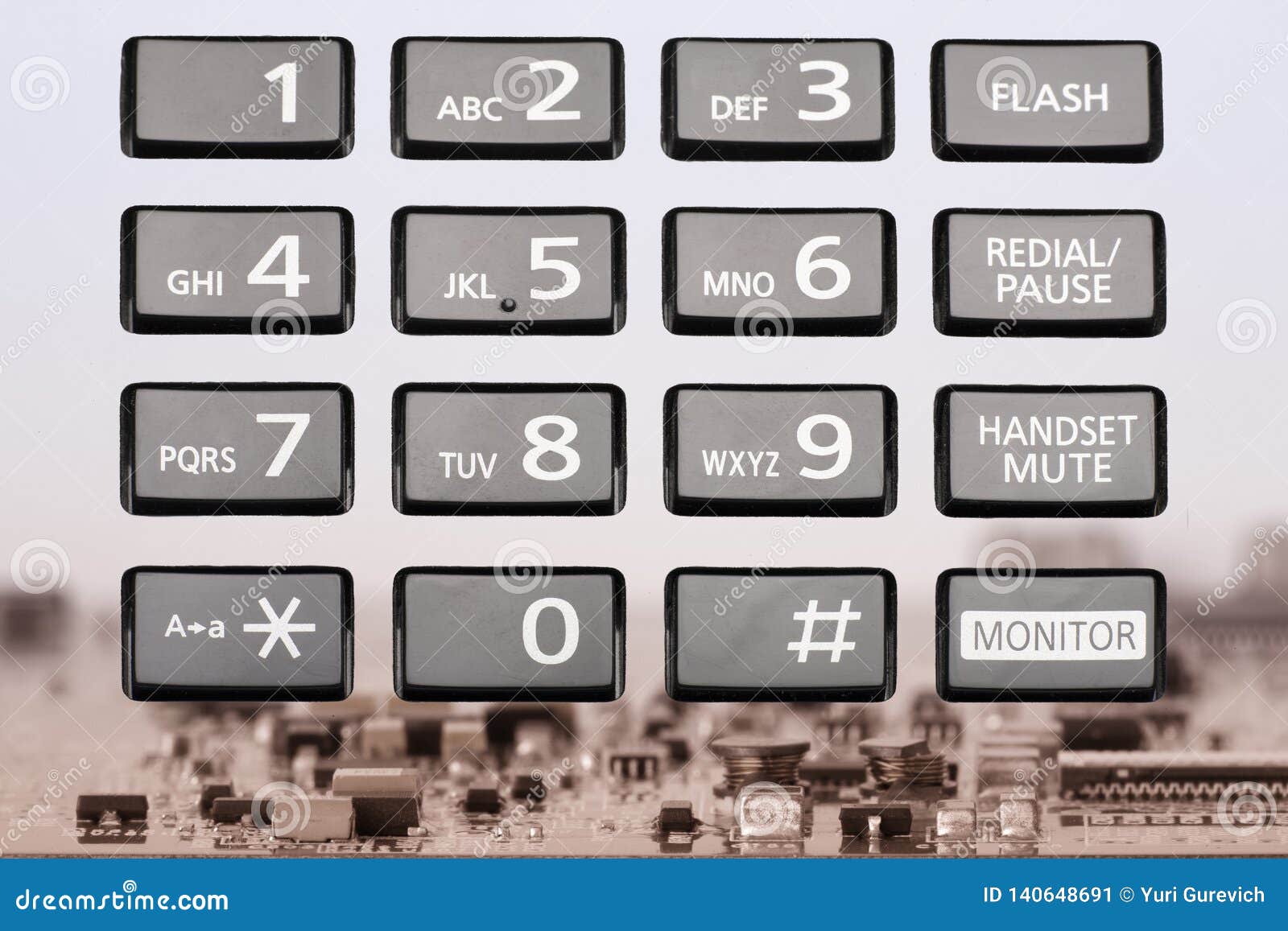 Telephone Keypad with Rectangular Buttons Close Up Stock Image - Image ...