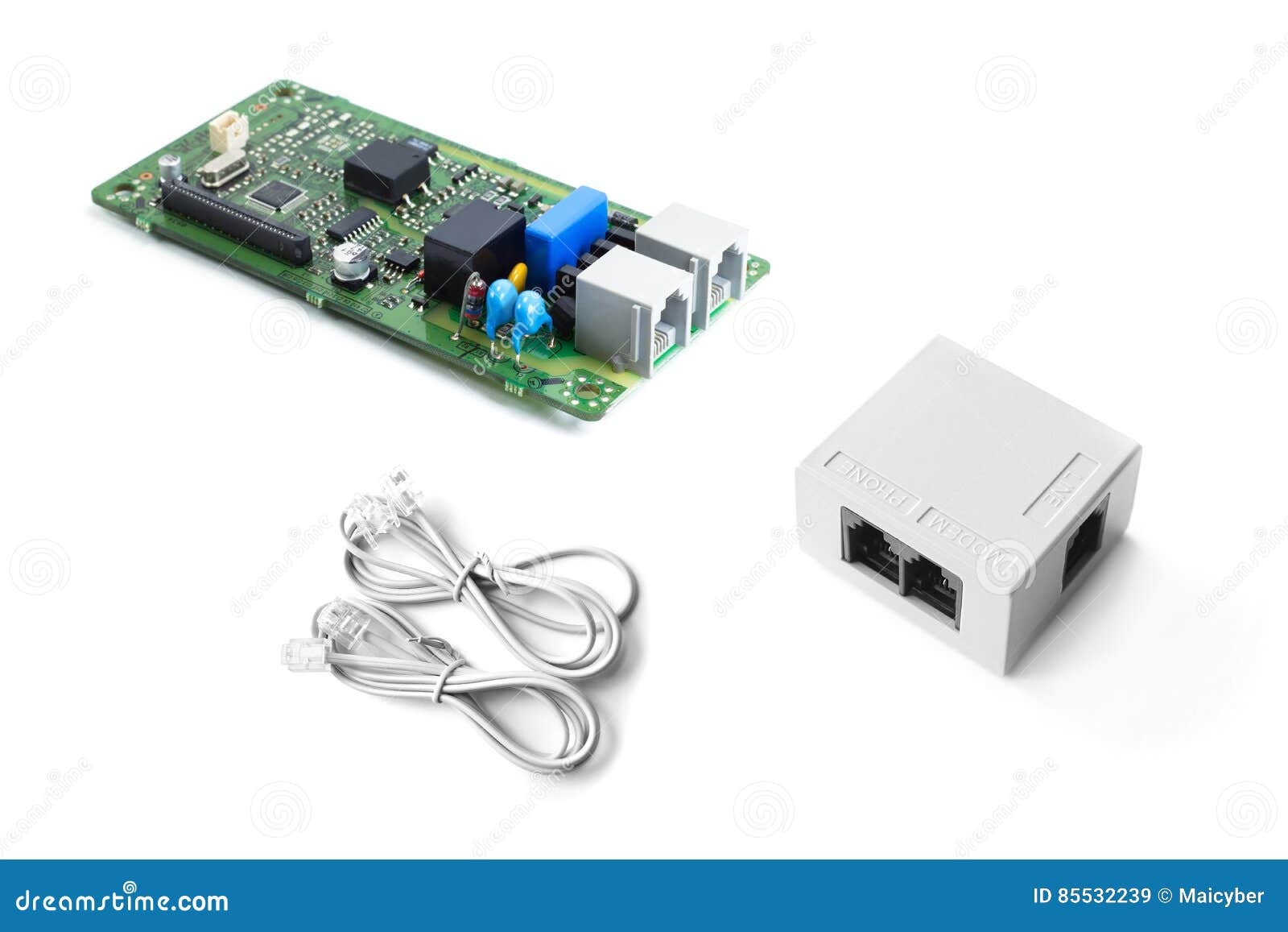 Telephone Kit or FAX Kit with Splitter and Cable Stock Image - Image of ...