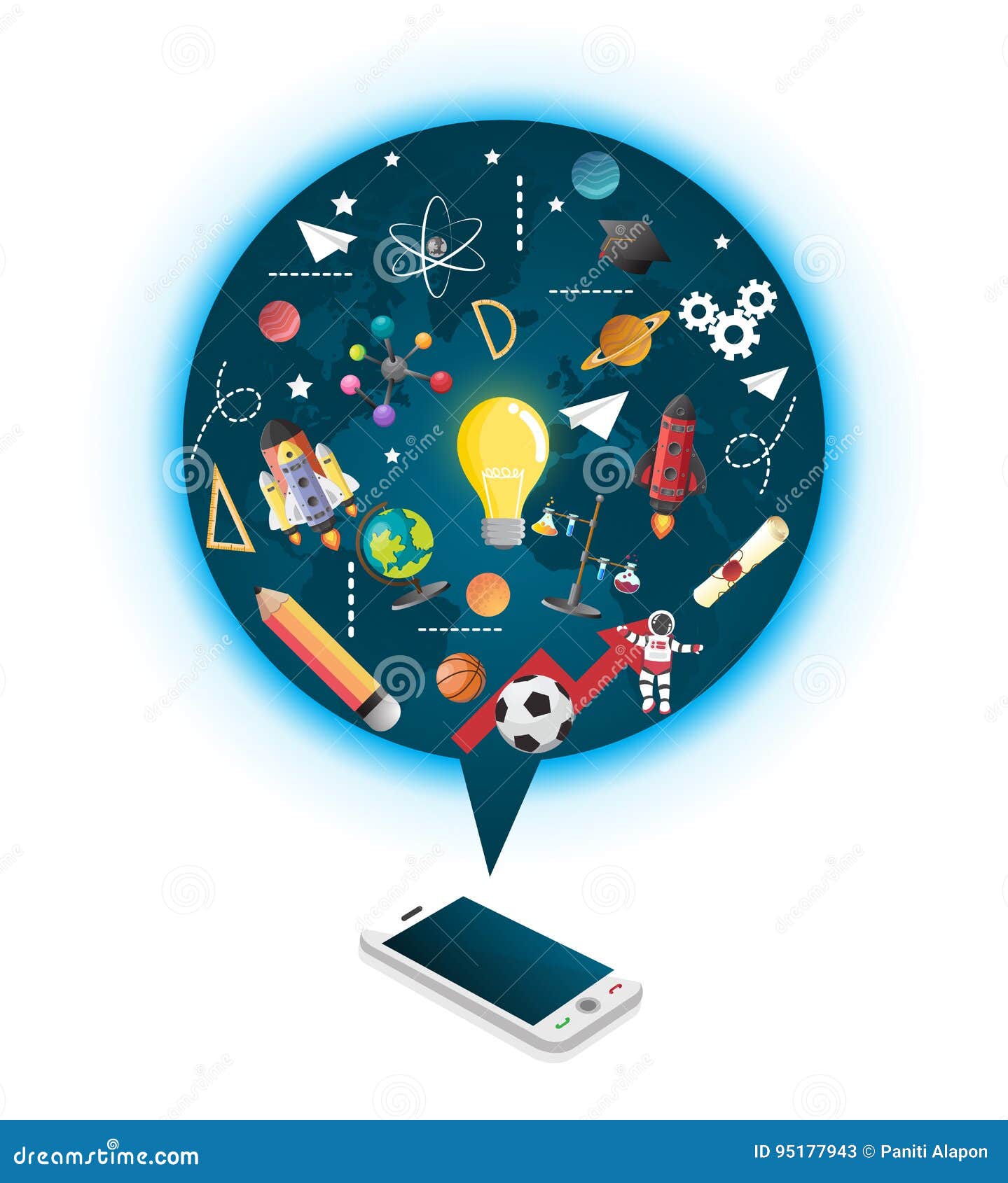 Telephone Mobile. Education Concept Stock Vector - Illustration of ...