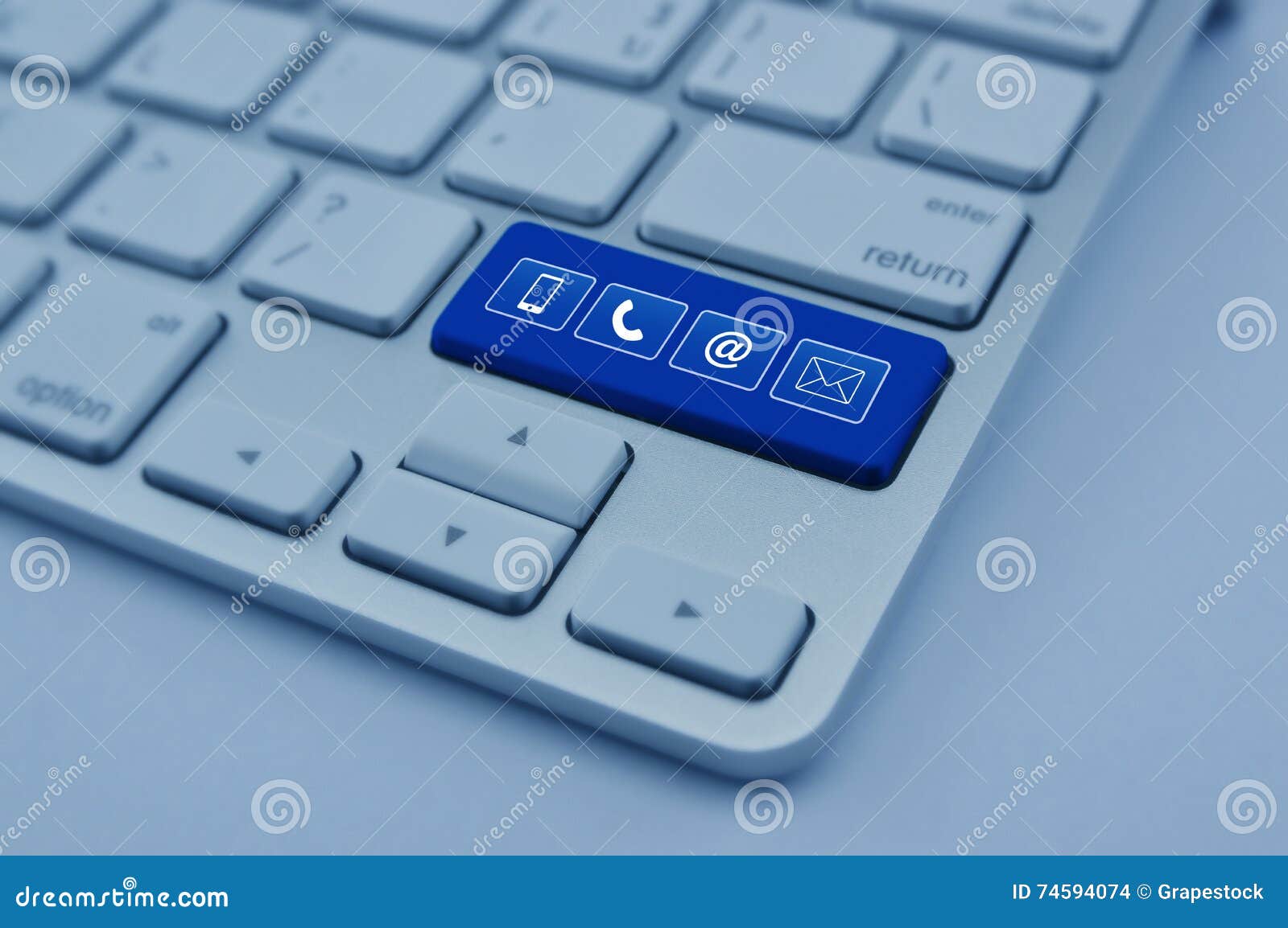 Telephone, Mobile Phone, at and Email Icon on Modern Computer Stock ...