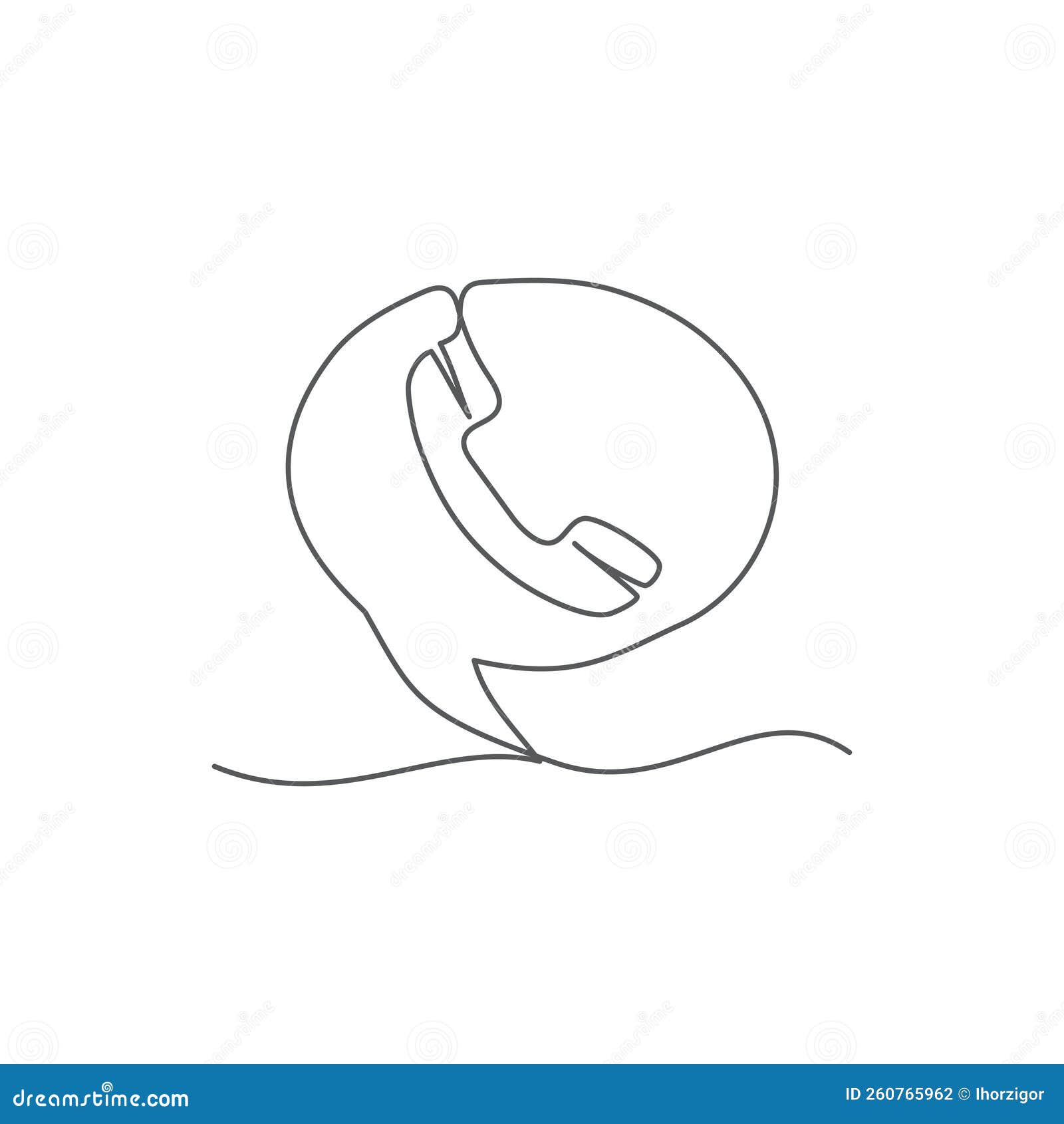 Telephone One Line Drawing on White Background Stock Vector ...