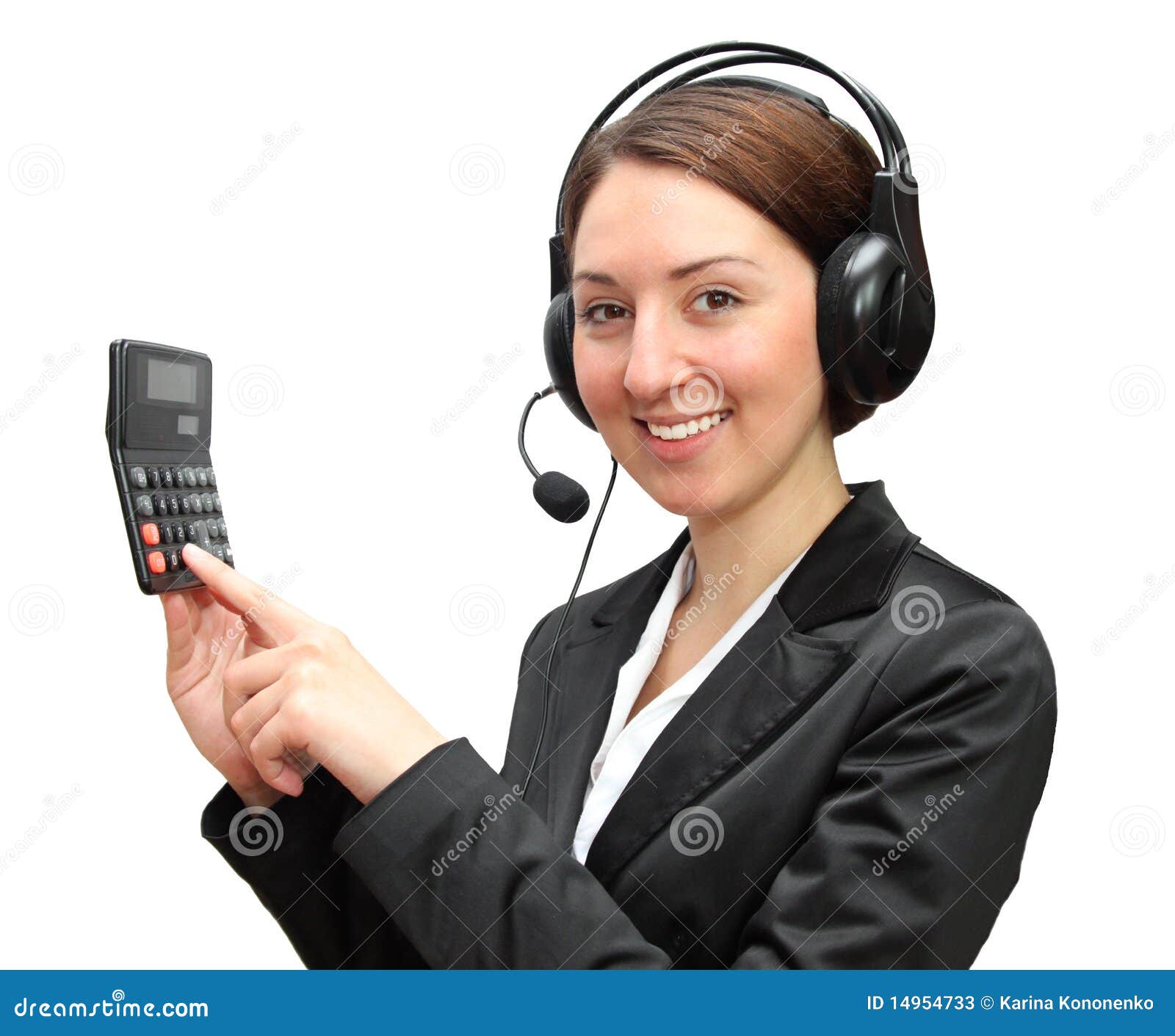 Telephone Operator with Calculator Stock Image - Image of headphones ...