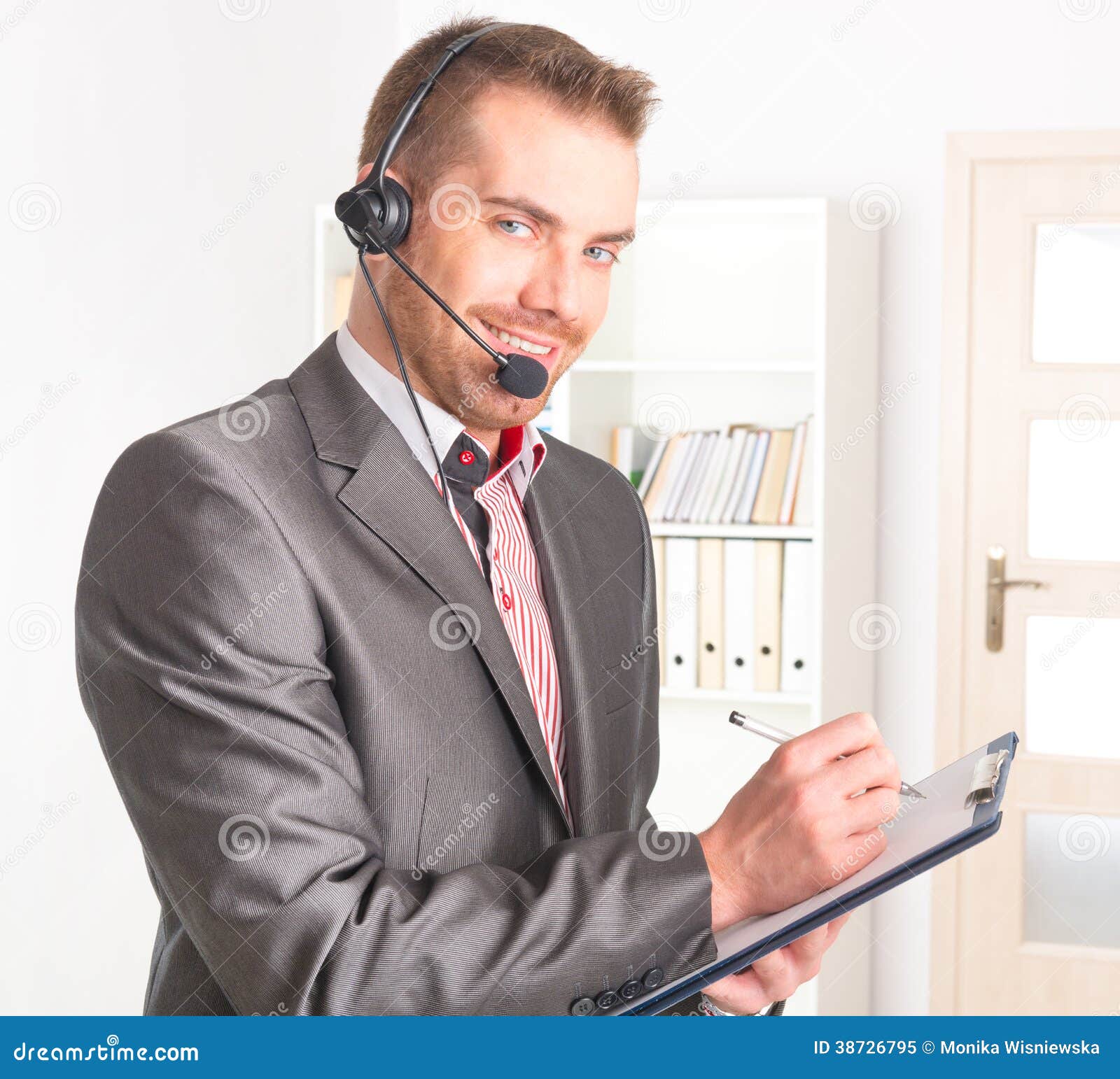 Telephone Operator in Call Center Stock Image - Image of happy ...