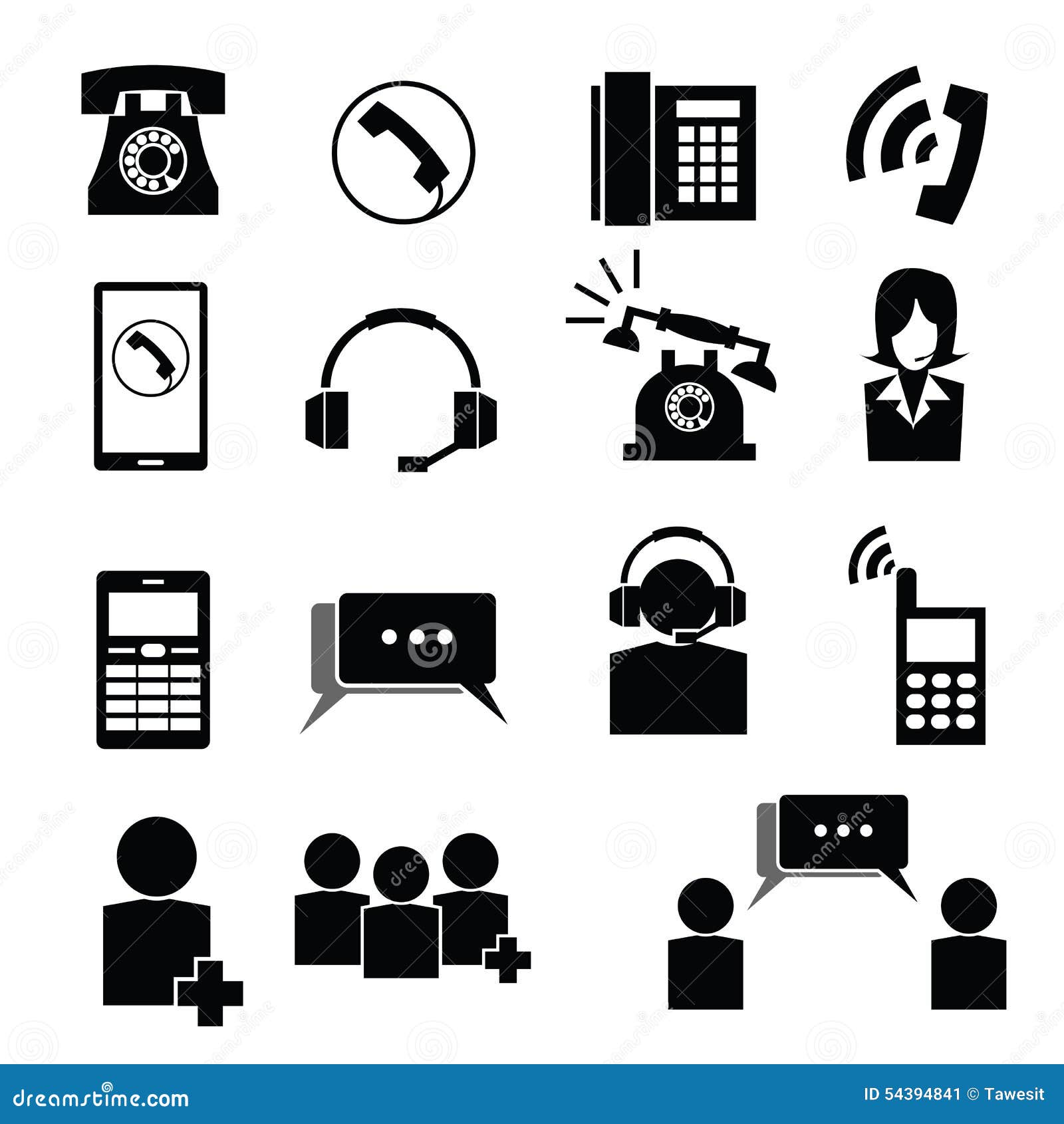 Telephone and Operator Icons Stock Illustration - Illustration of dial ...