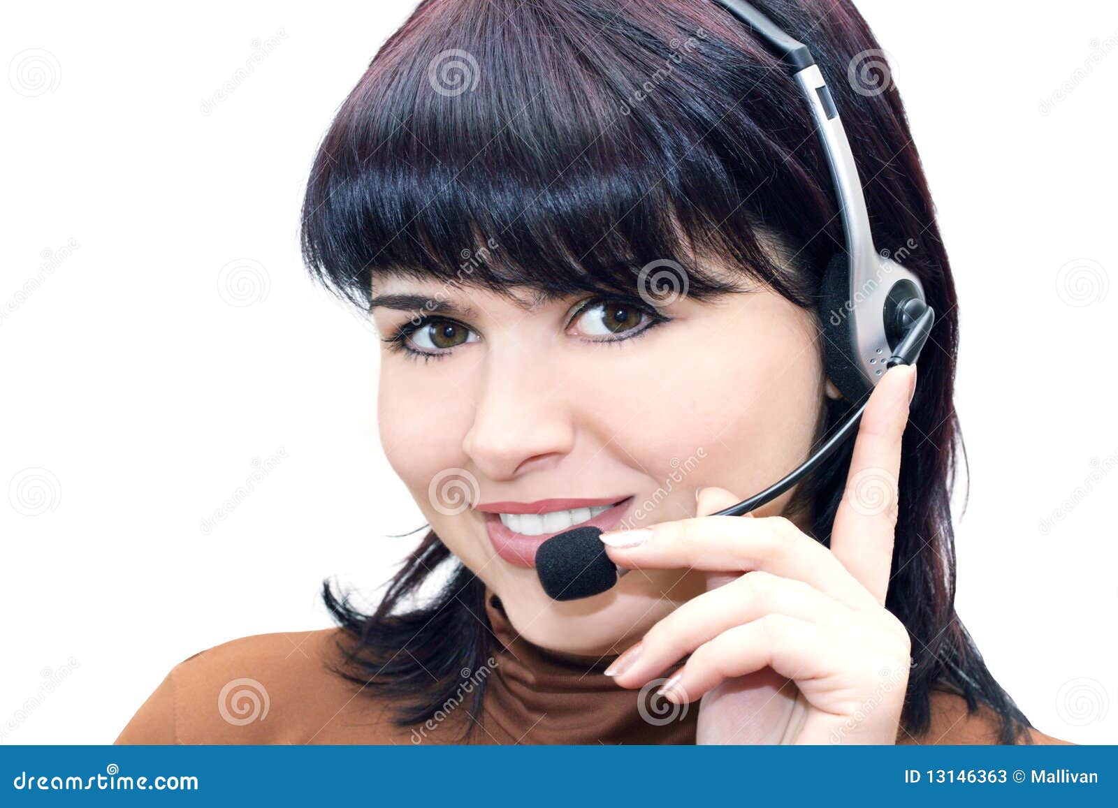 Telephone Operator Isolated on White Stock Image - Image of headset ...