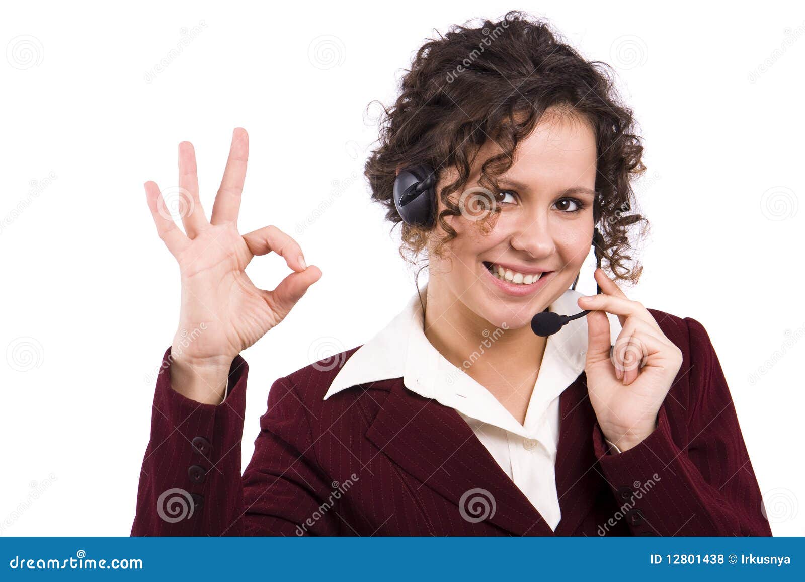 Telephone Operator Shows OK Stock Photo - Image of people, okay: 12801438