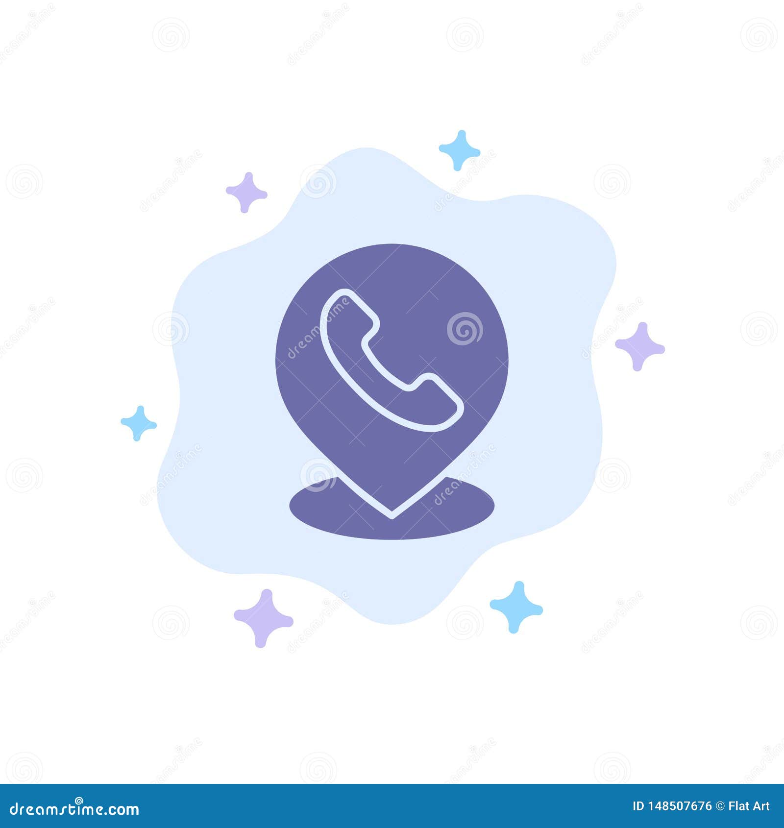 Telephone, Phone, Map, Location Blue Icon on Abstract Cloud Background ...