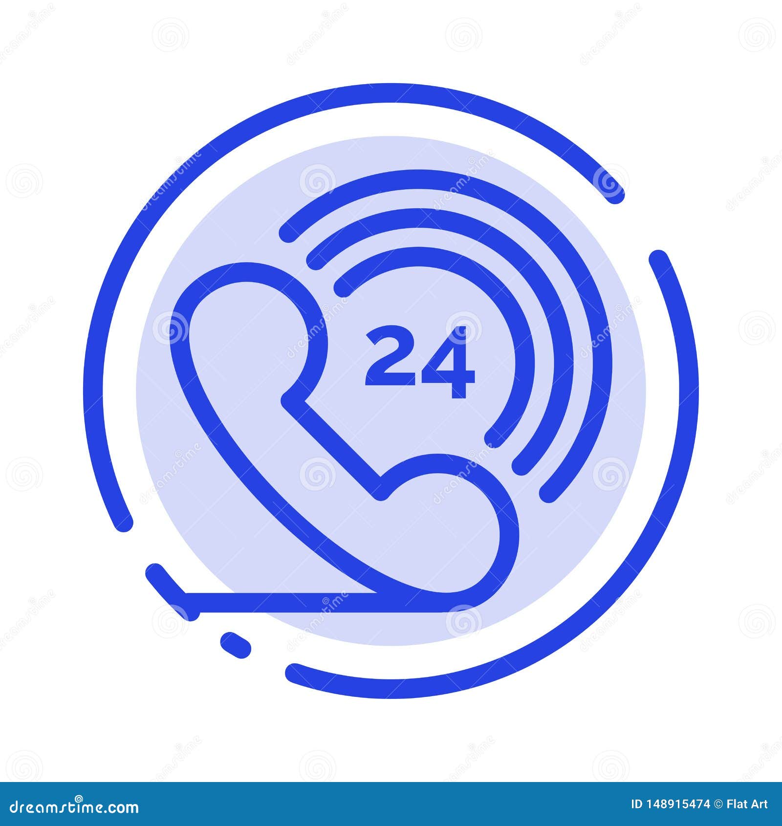 Telephone, Phone, Ringing, 24 Blue Dotted Line Line Icon Stock Vector ...