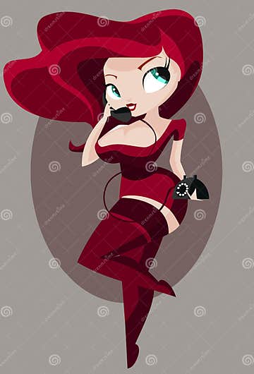 Telephone pinup stock illustration. Illustration of cartoon - 12705184