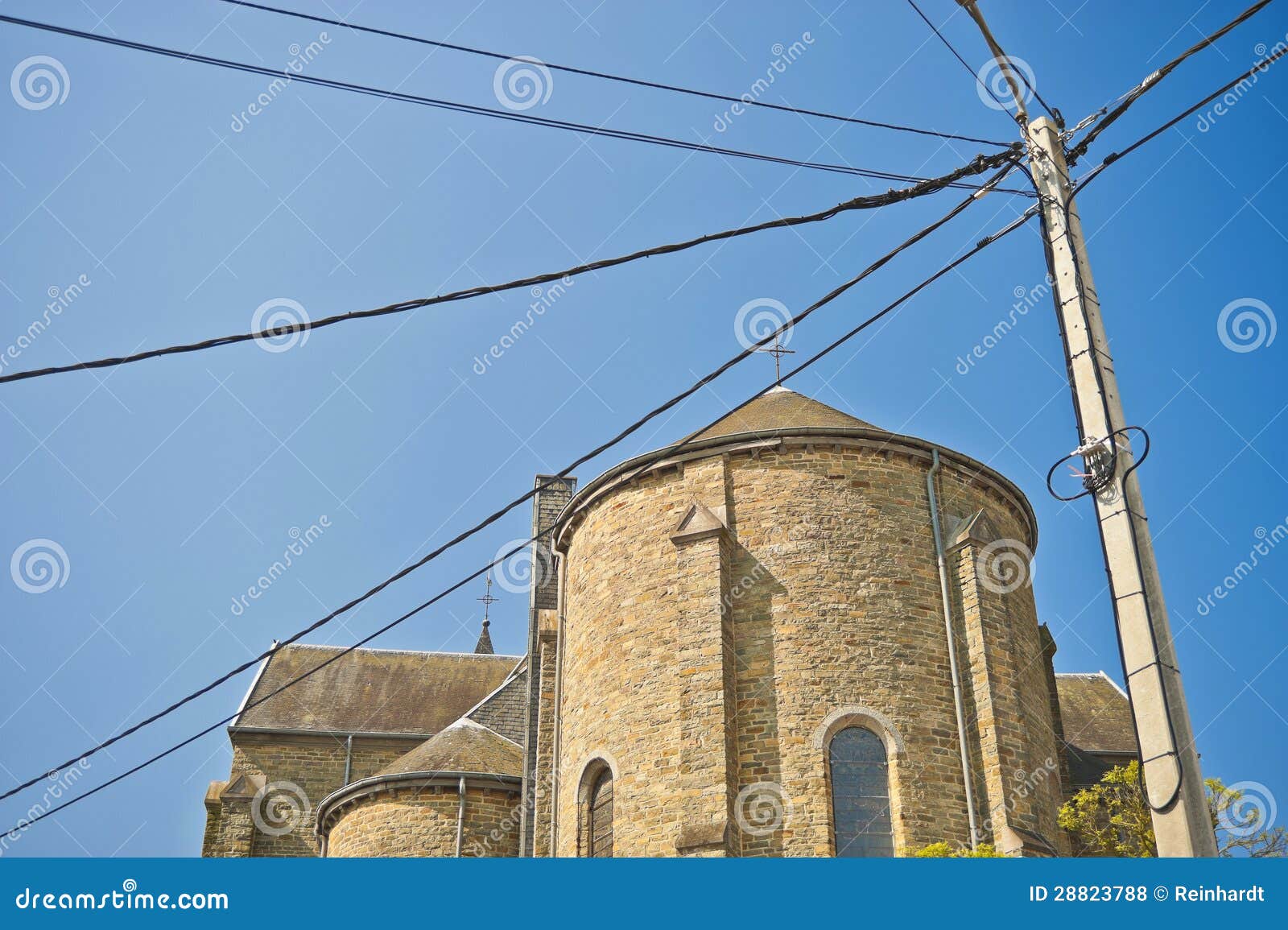 Telephone pole and church stock photo. Image of communicate - 28823788