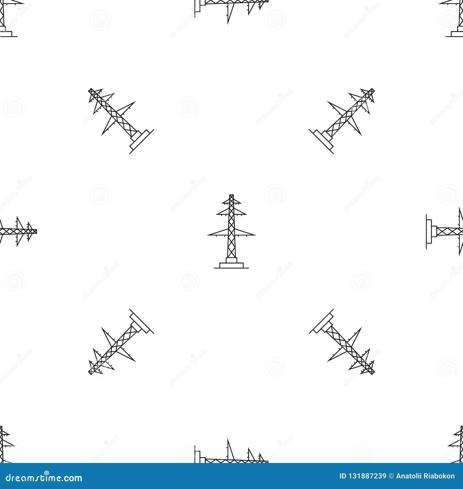 Telephone Pole Icon Of 3 Types Color, Black And White, Outline ...