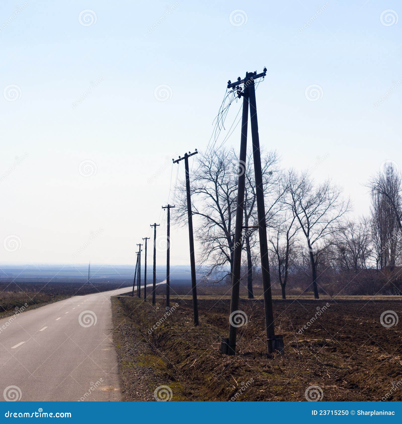 Telephone Poles by the Road Stock Photo - Image of energy, blue: 23715250