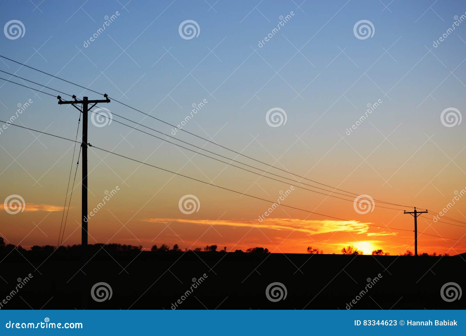 Telephone Poles at Sunset stock image. Image of energy - 83344623