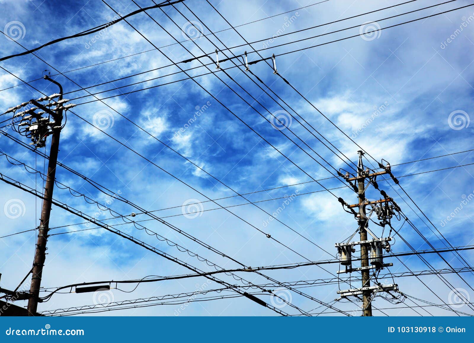 Telephone poles with wires stock photo. Image of network - 103130918