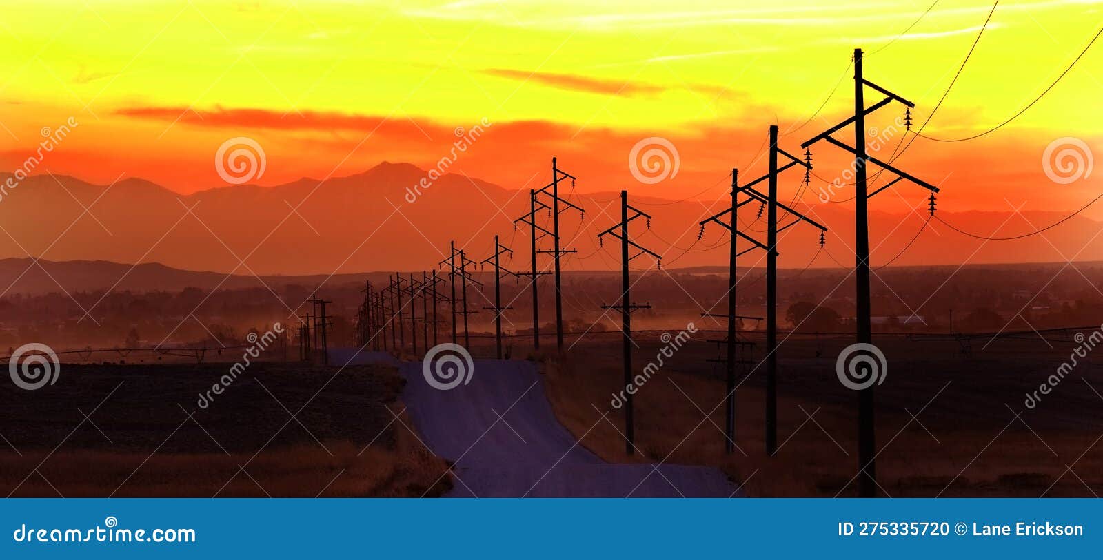 Telephone Power Poles in Countryside Sunset or Sunrise Stock Photo ... Telephone Power Poles in Countryside Sunset or Sunrise Stock Photo ...