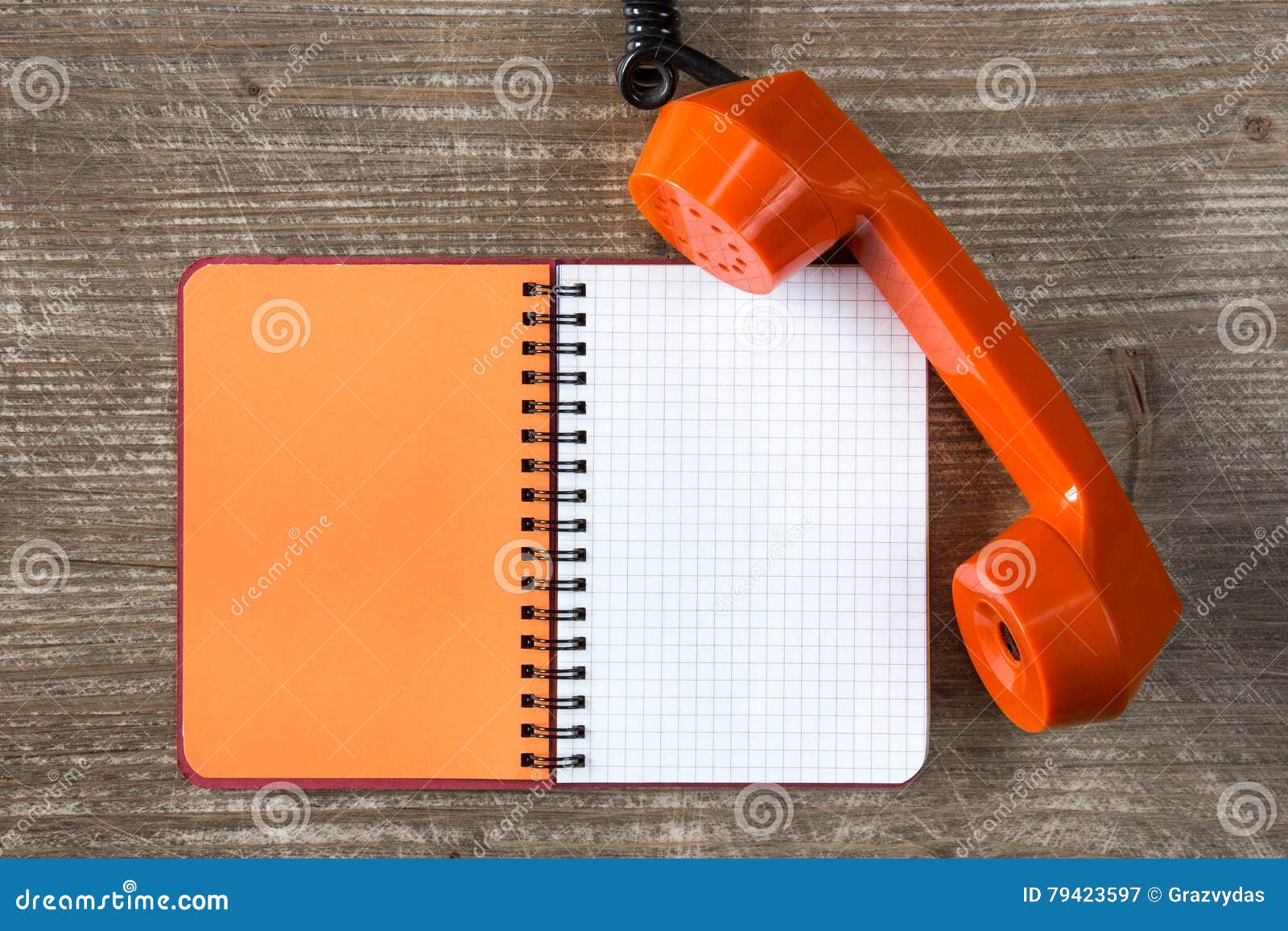 Telephone Receiver and Blank Notebook Stock Image - Image of space ...