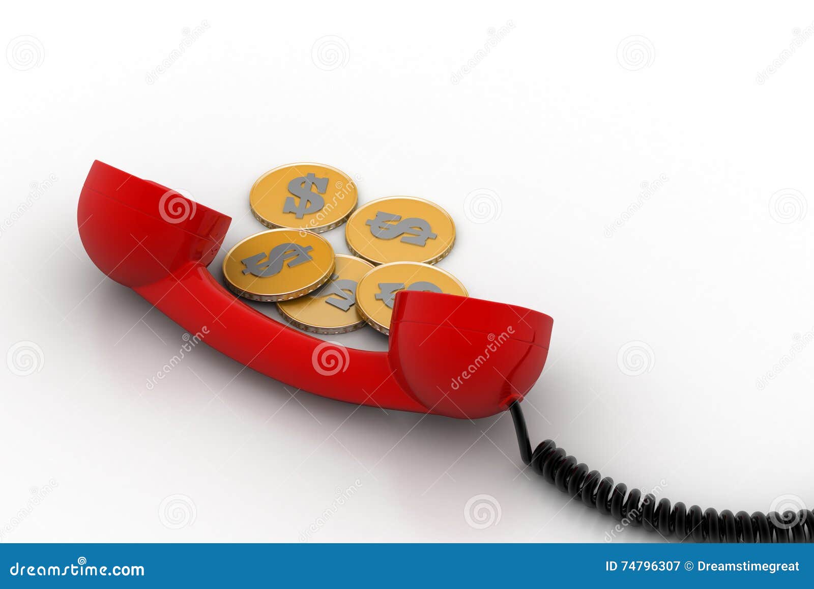 Telephone Receiver with Gold Coin Stock Image - Image of phone, studio ...