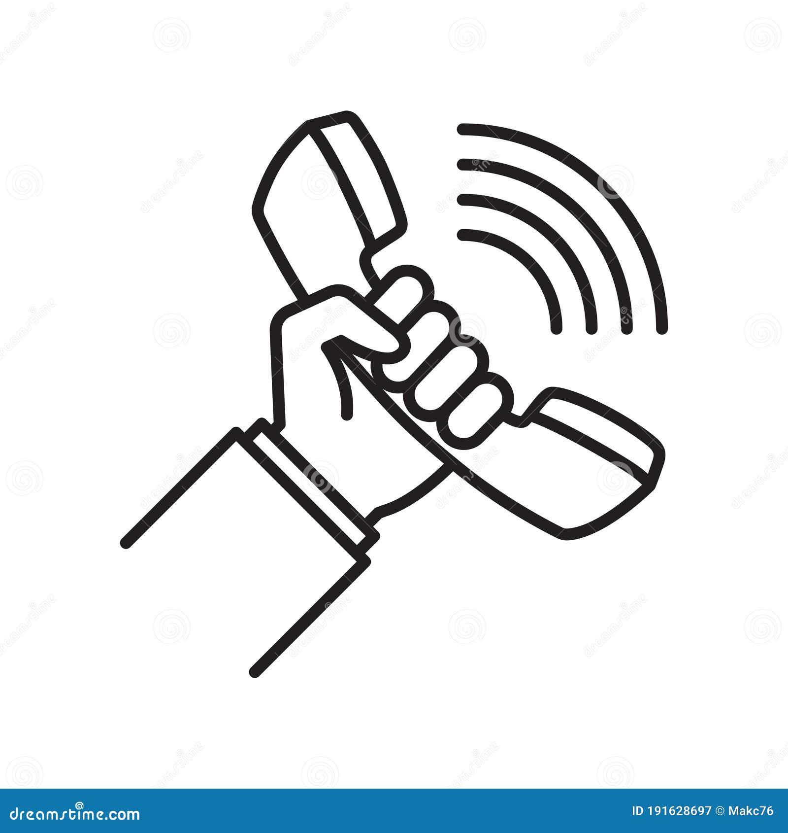 Telephone Receiver in Hand, Linear Icon. Vector Stock Vector ...