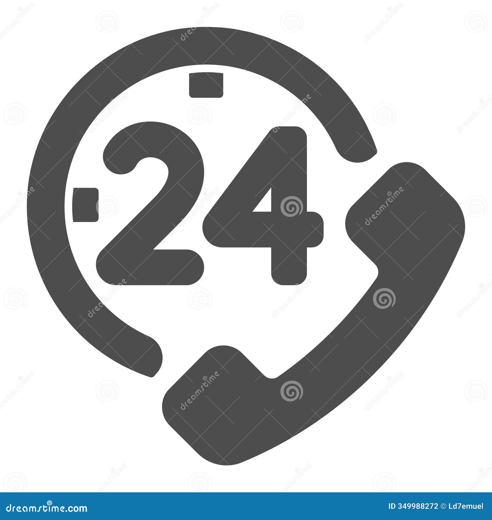 Telephone Receiver with 24 Hours Support Solid Icon, Human Rescue ...