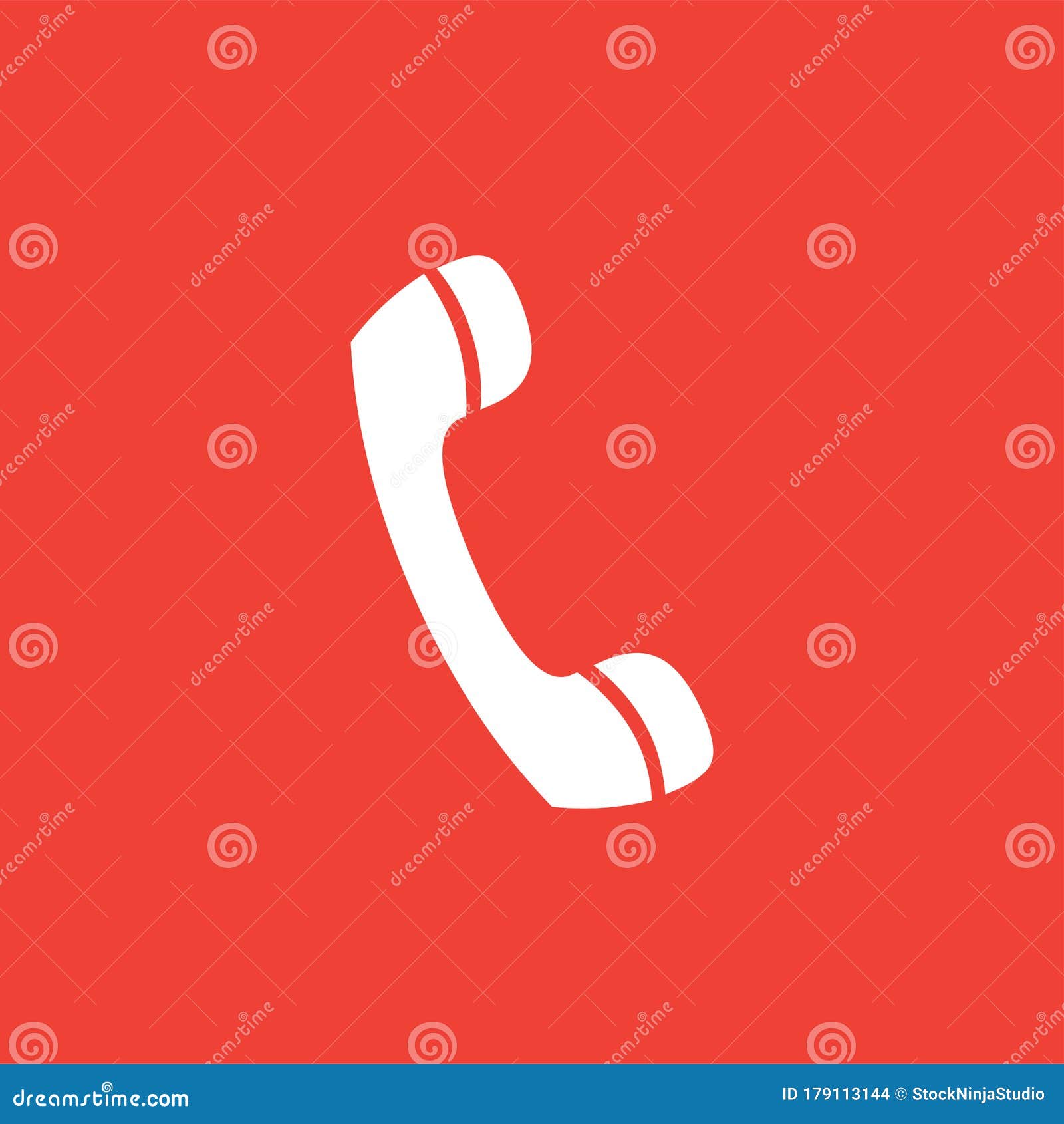 Telephone Receiver Icon on Red Background. Red Flat Style Vector ...