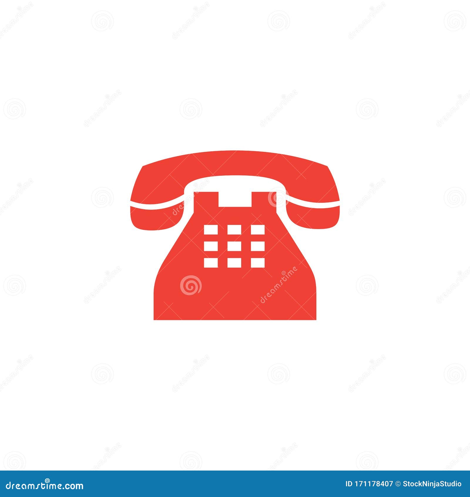 Telephone Red Icon on White Background. Red Flat Style Vector ...