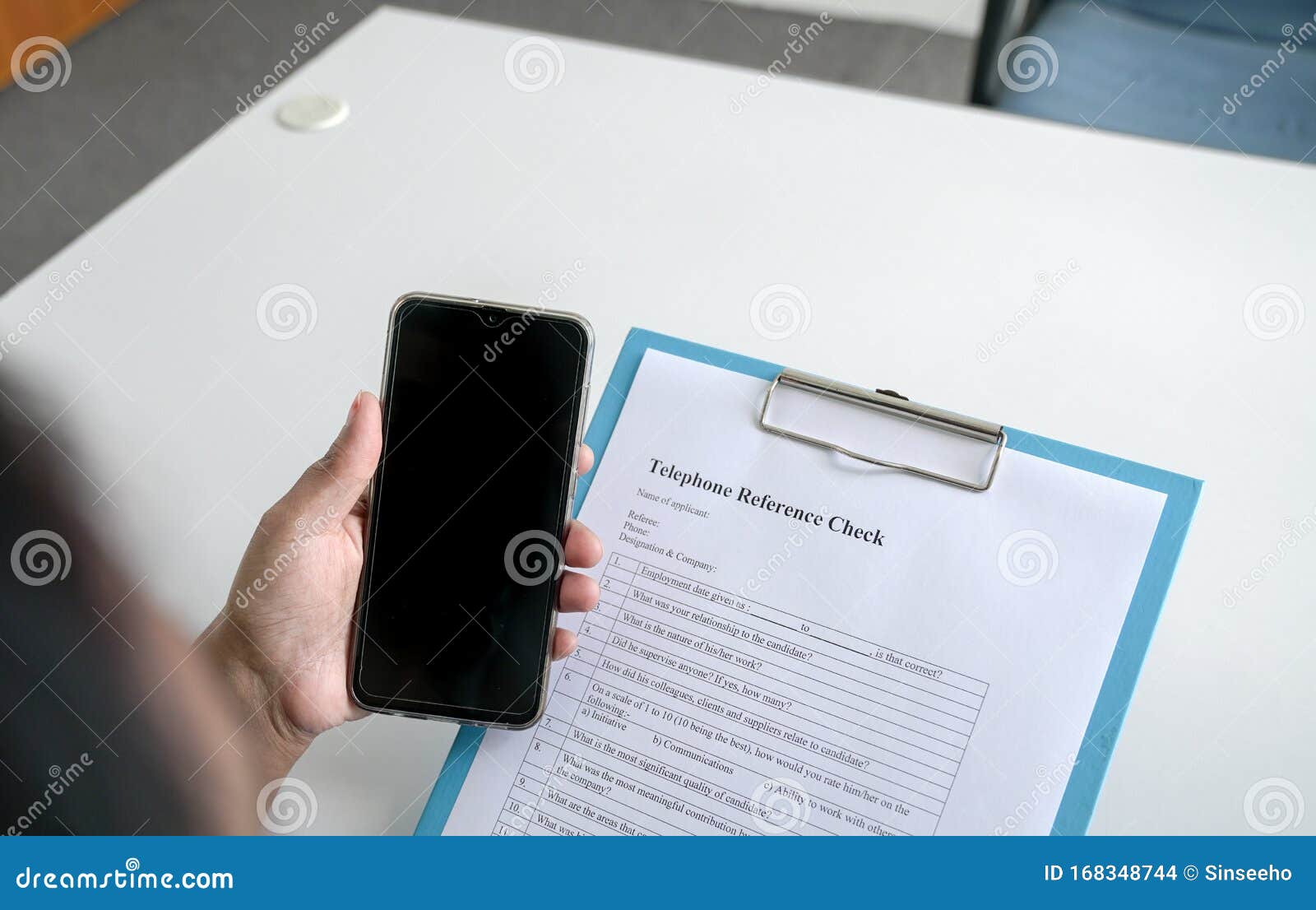 Telephone Reference Check Form on Potential Employees Stock Photo ...