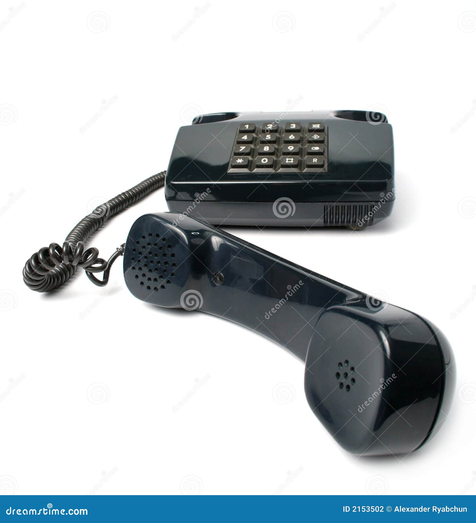 Telephone Set of Black Color Stock Photo - Image of plastic, equipment ...