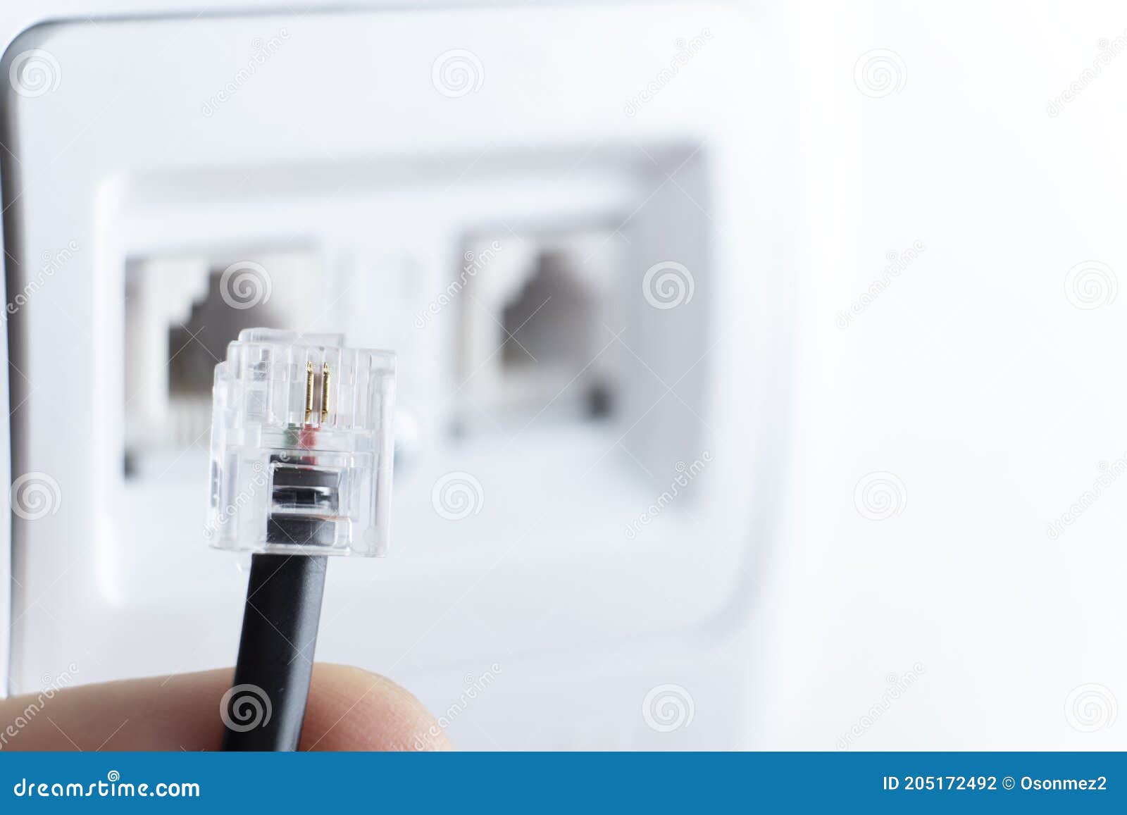Telephone Socket and Telephone Cable on the Wall Stock Photo - Image of ...