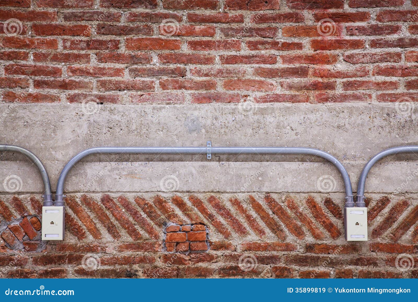Telephone Sockets on Brick Wall Stock Image - Image of surface ...