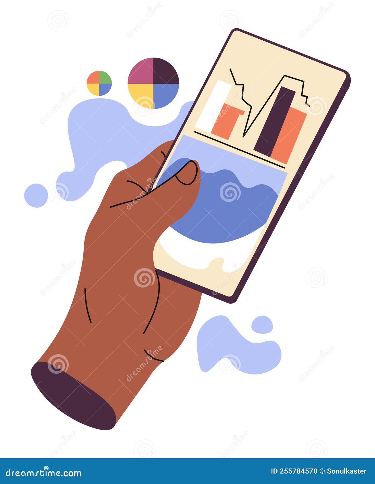 Telephone with Statistics and Business Charts Stock Vector ...