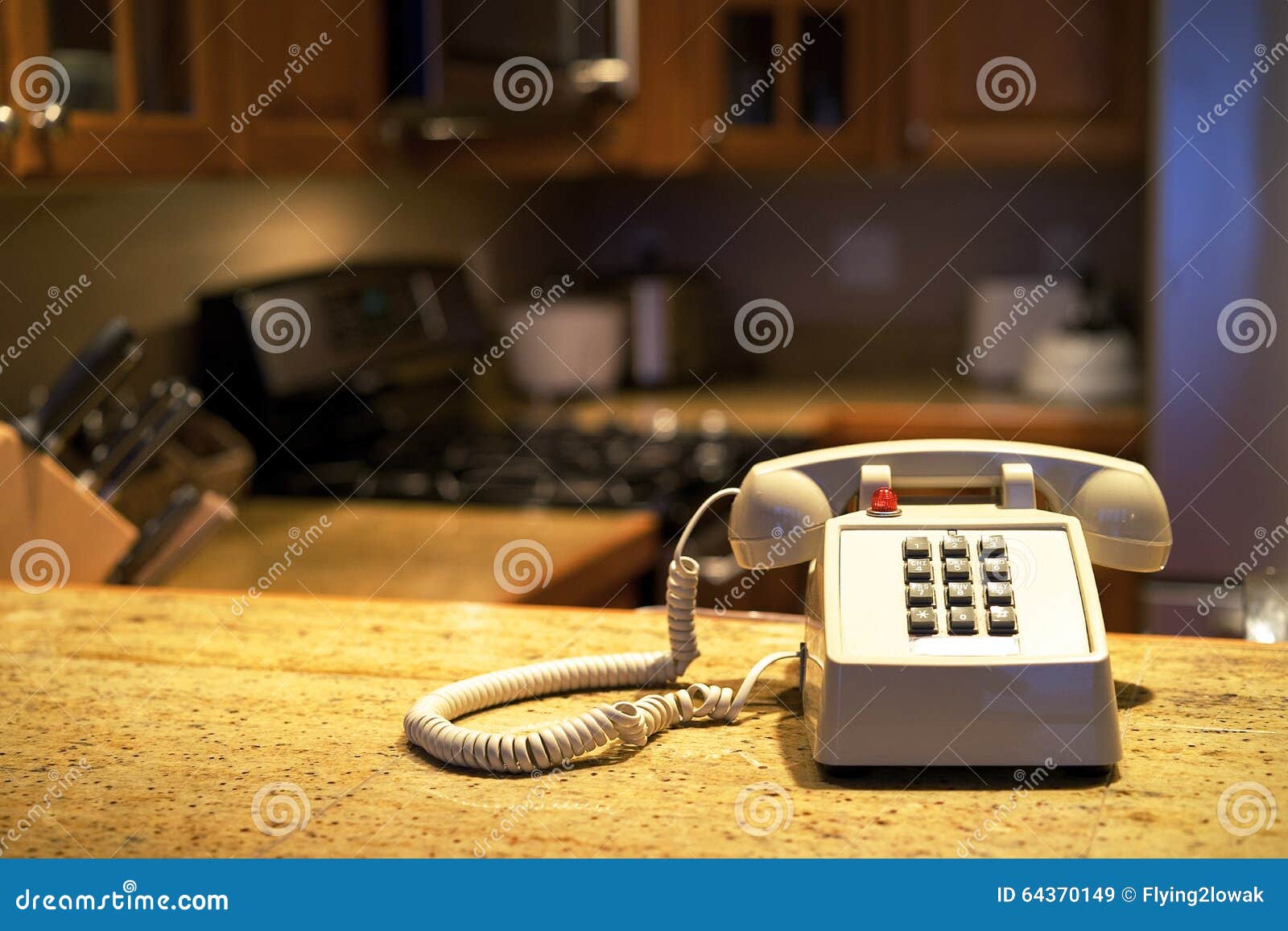 Telephone on Top of Counter Top Stock Image - Image of dial, knife ...
