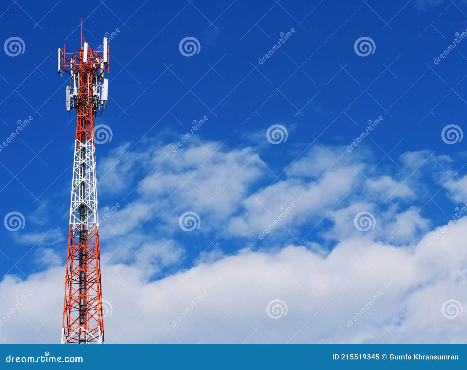 Telephone Tower with White Clouds in the Background Stock Image - Image ...
