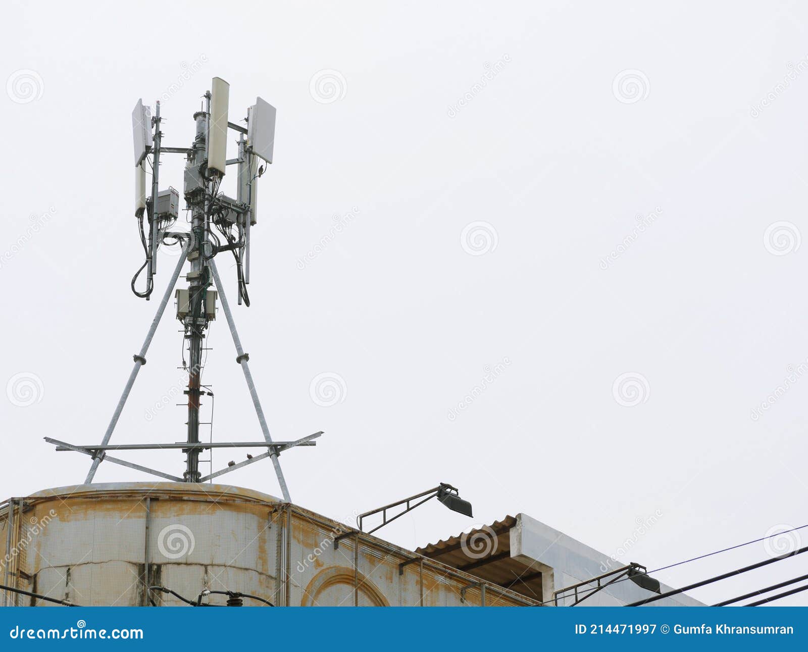 Telephone Towers Installed on the Building Stock Image - Image of ...