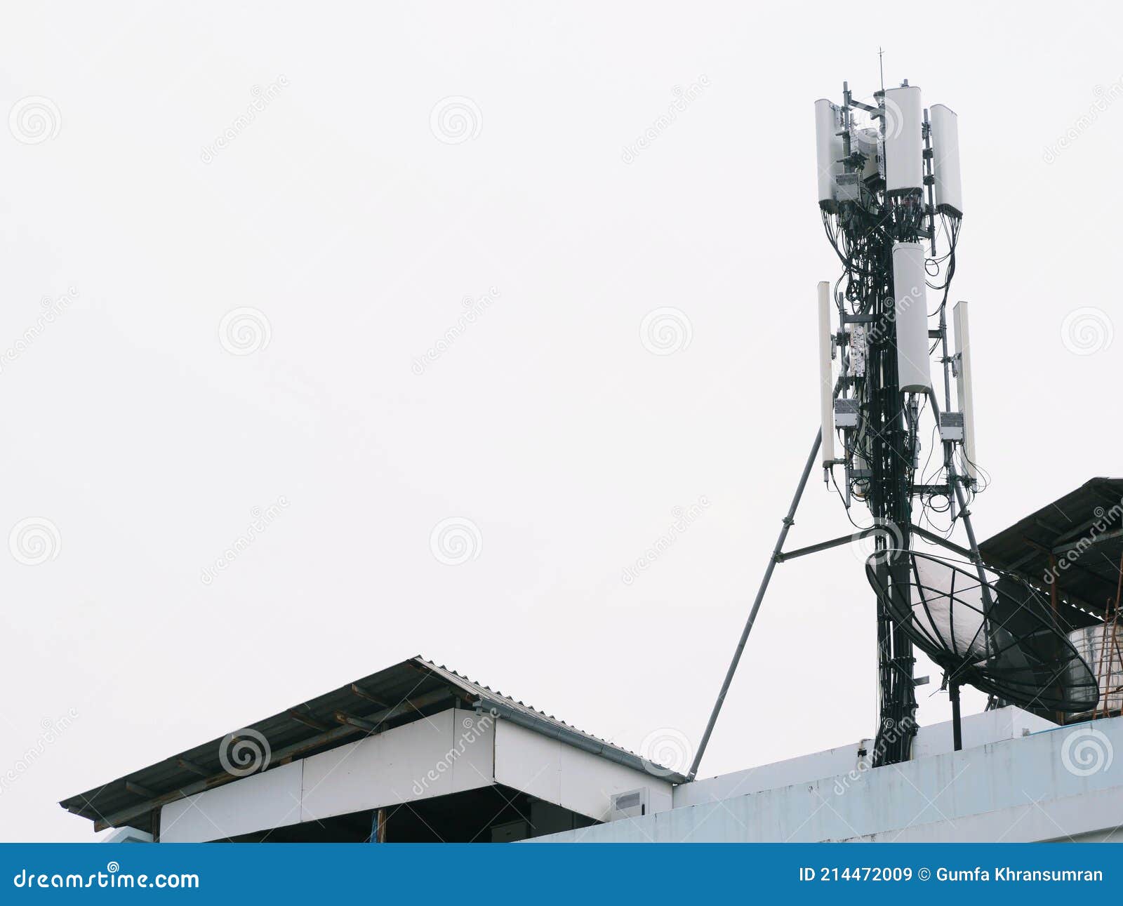 Telephone Towers Installed on the Building Stock Image - Image of ...