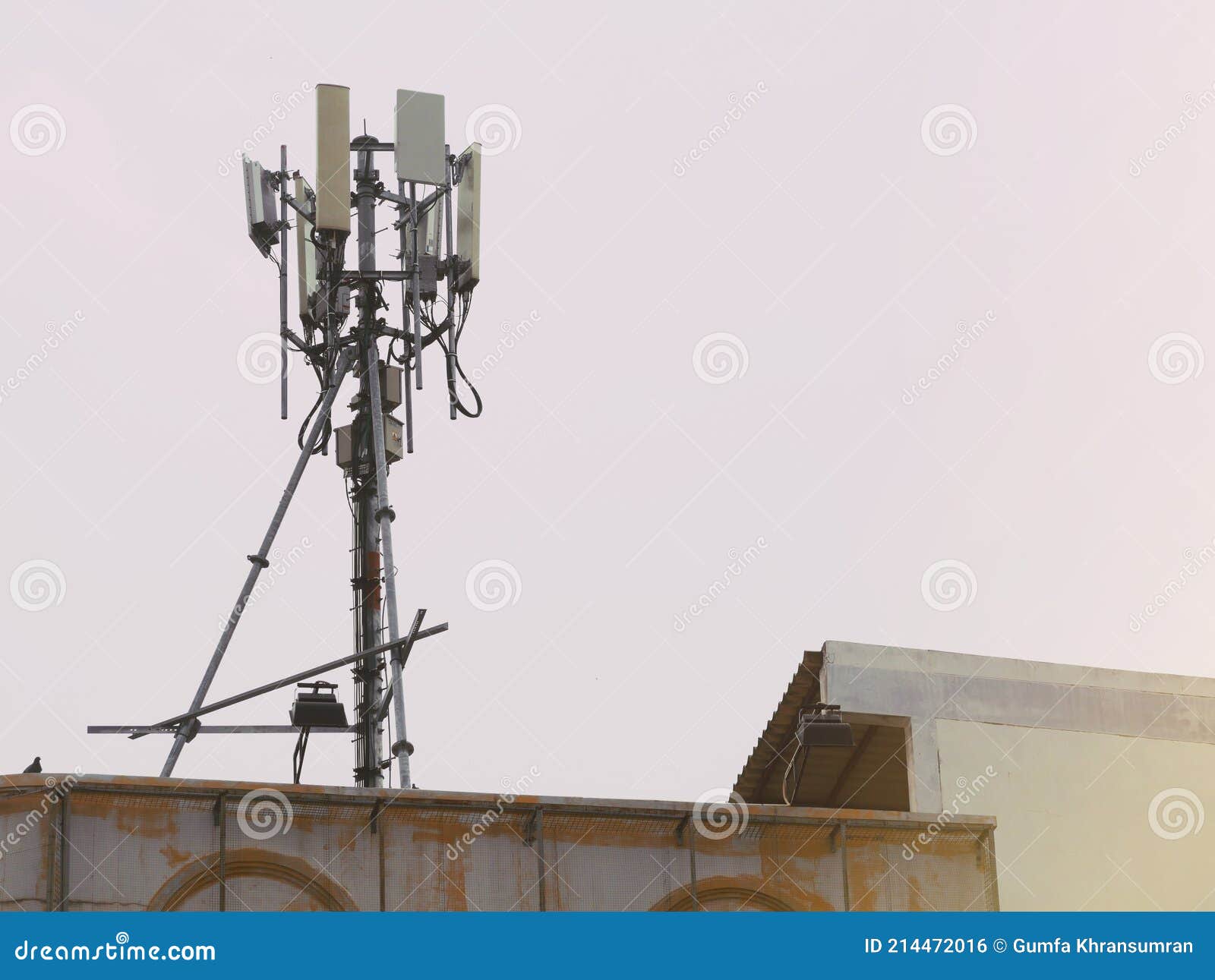 Telephone Towers Installed on the Building Stock Photo - Image of ...