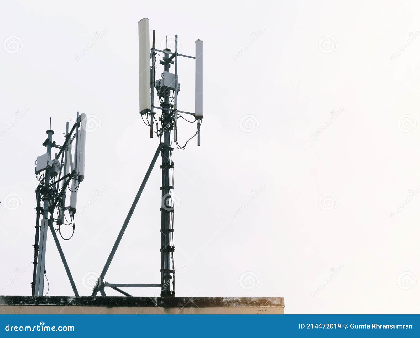 Telephone Towers Installed on the Building Stock Image - Image of ...