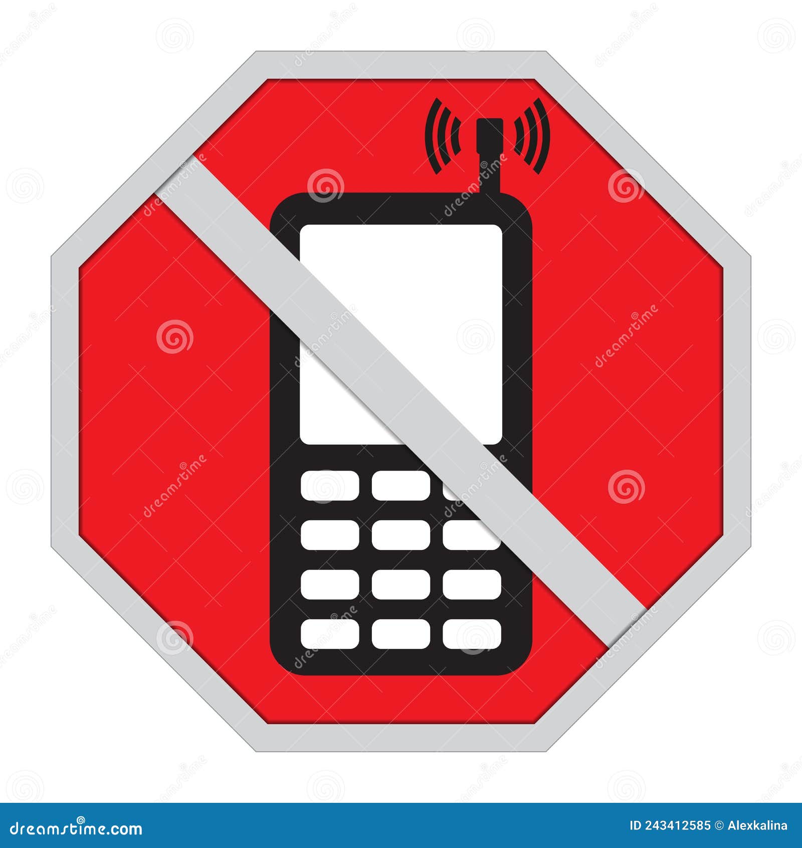 Telephone Warning Stop Sign Icon. Push Button Phone Turn Off Stock ...