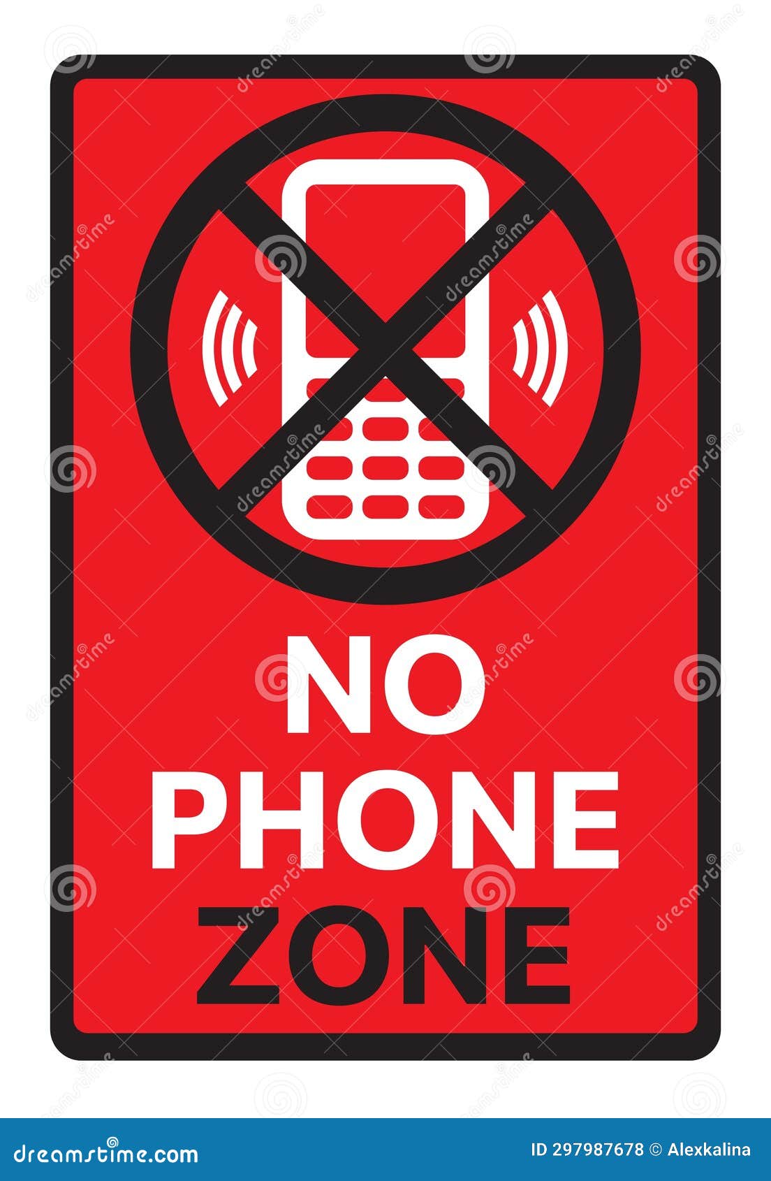 Telephone Warning Stop Sign. Text NO PHONE ZONE. Vector Illustration ...