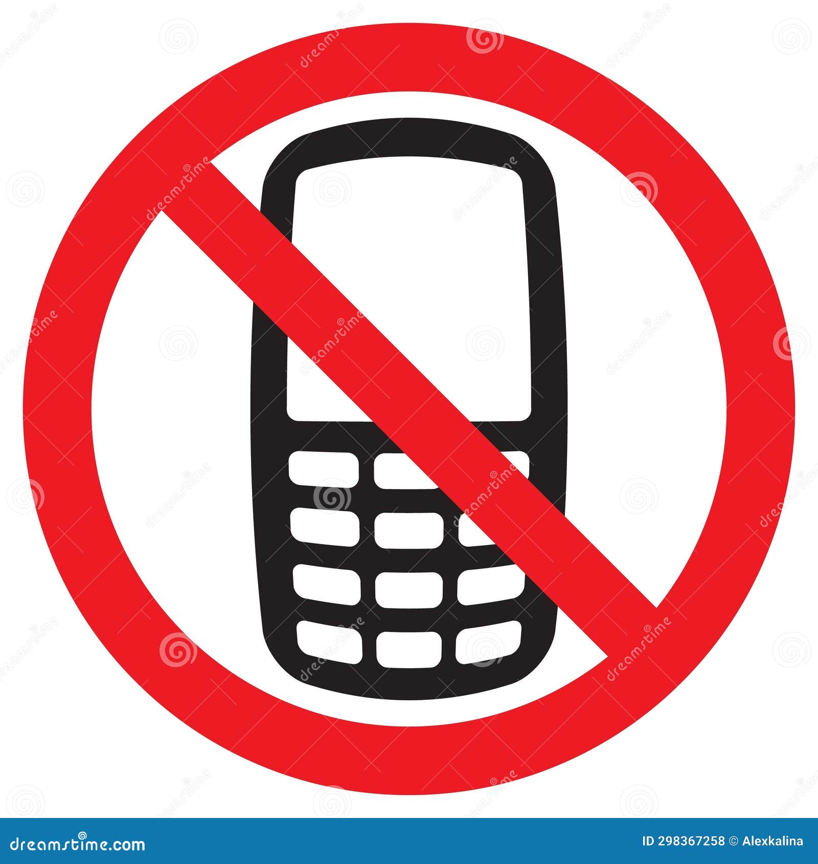 Telephone Warning Stop Simple Sign Icon. Push Button Phone Turn Off ...