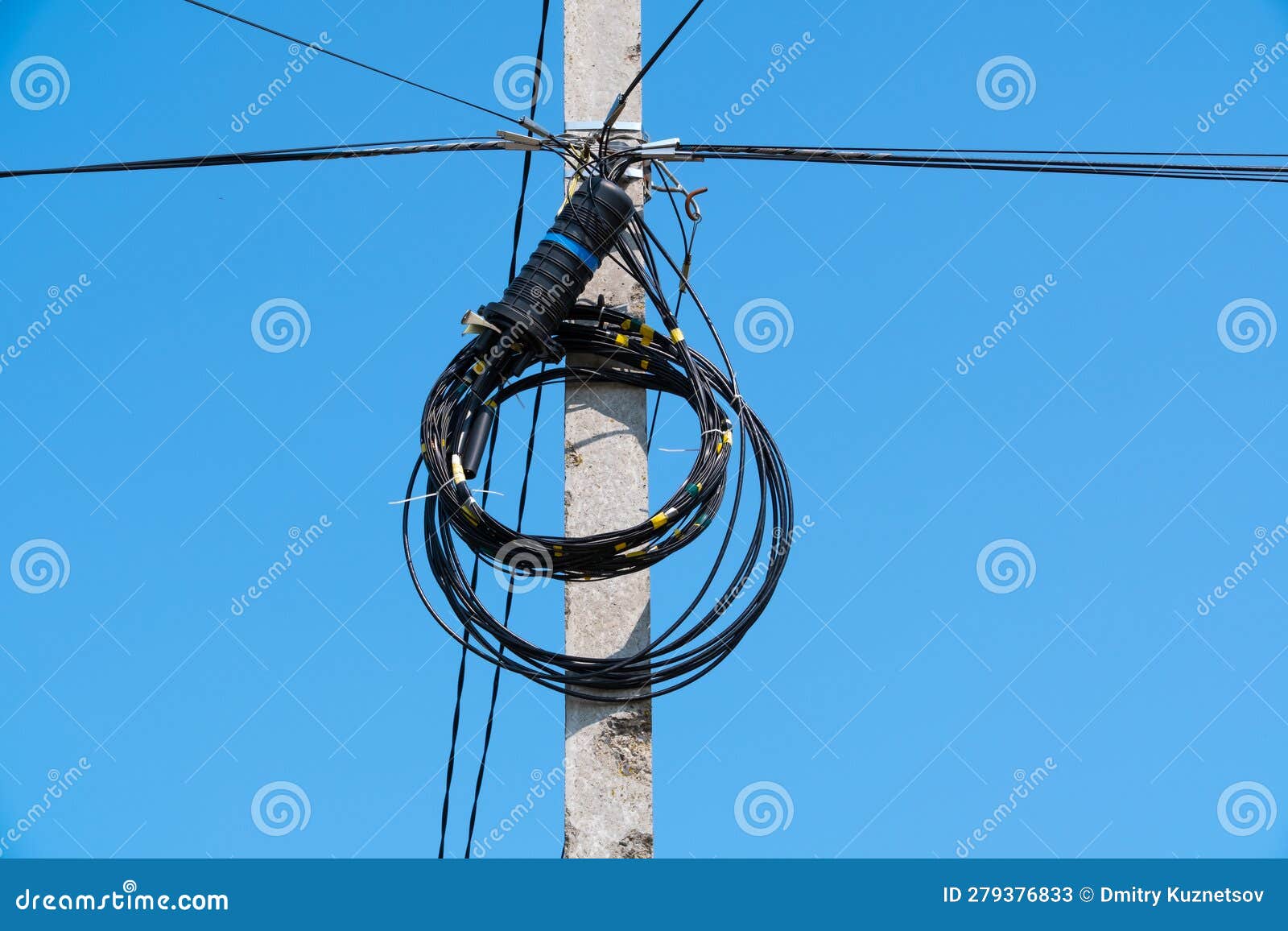 Telephone Wires and Coupling on a Pole Stock Image - Image of ...