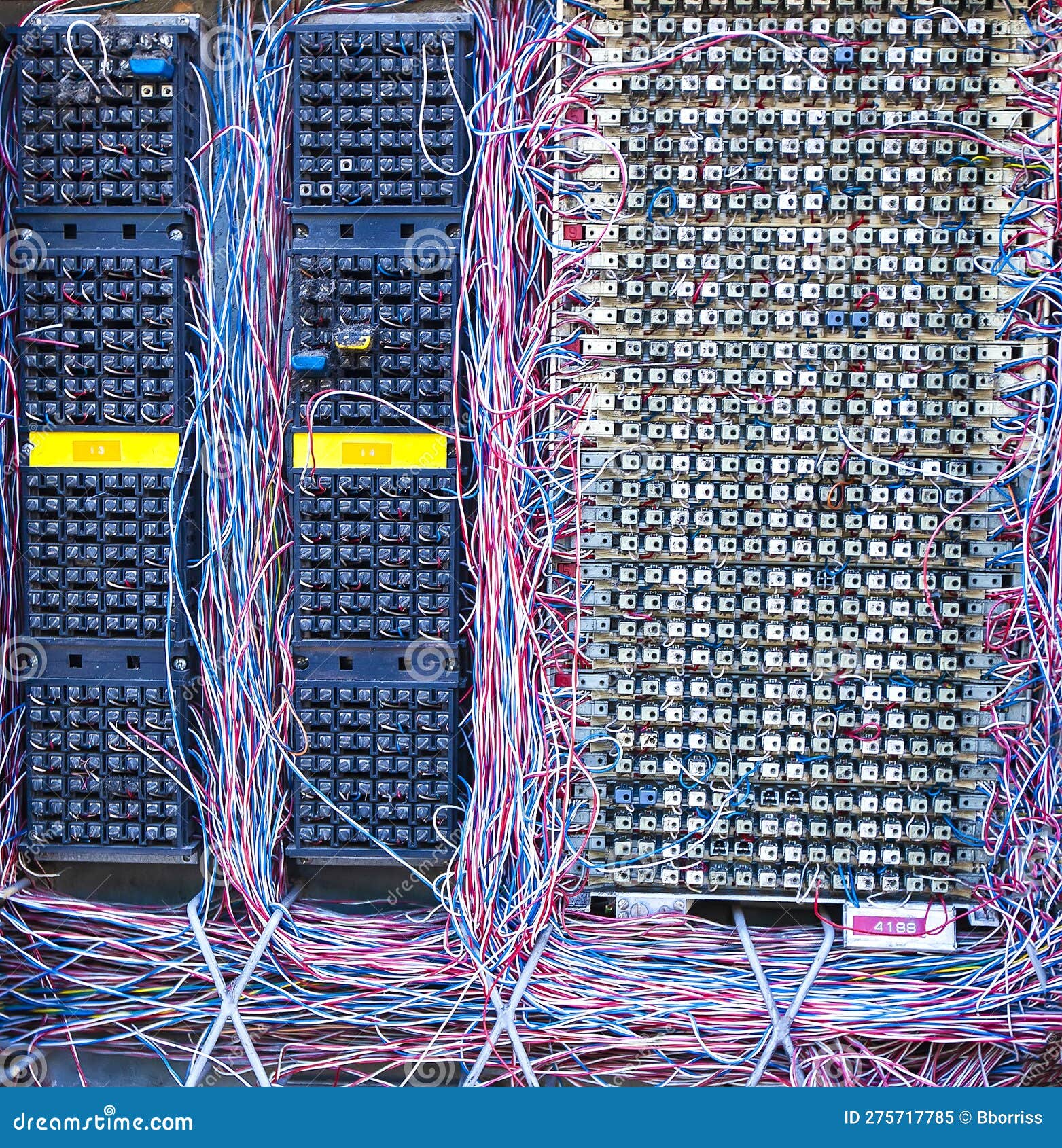 Telephone Wires Panel and Switchboard Panel. Selective Focus Stock ...