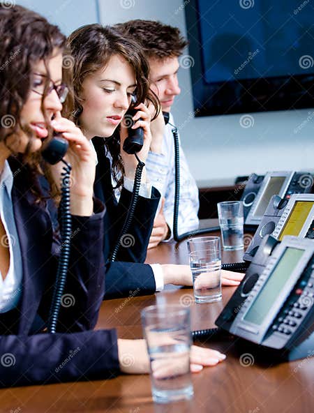Telephone Workers at Office Stock Image - Image of consultant, glasses ...