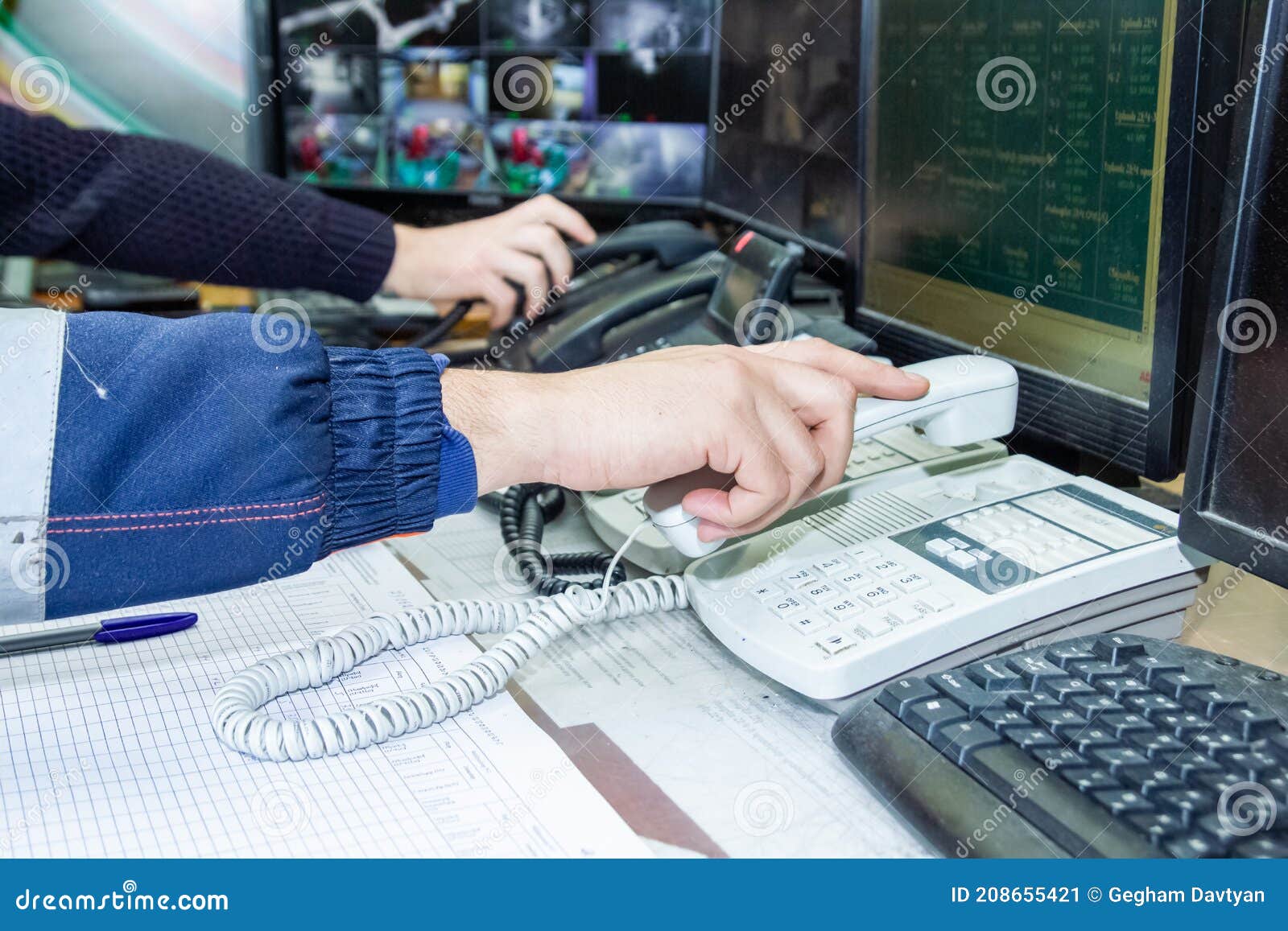 Telephones Set in Administrator Stage Stock Image - Image of office ...