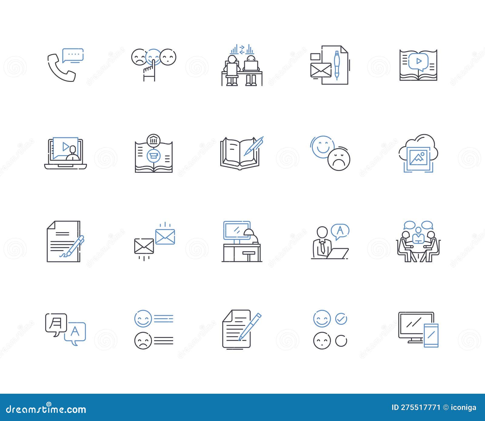 Telephoning Line Icons Collection. Ringing, Dialing, Calling, Answering ...