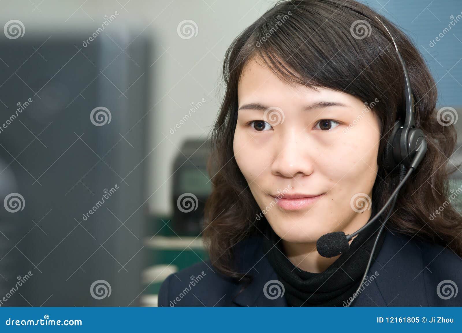 Telephonist stock image. Image of person, computer, headphone - 12161805